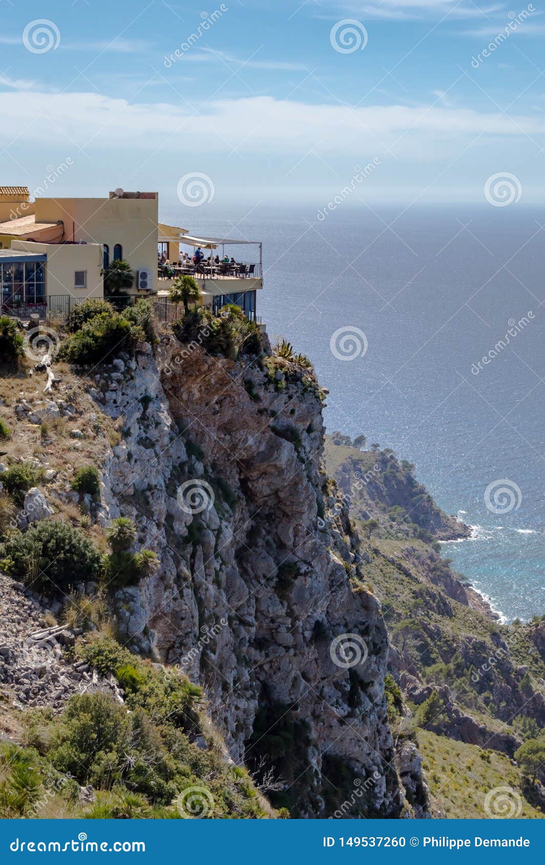Terrace of a Restaurant in Majorca Built on a Cliff Stock Photo - Image ...