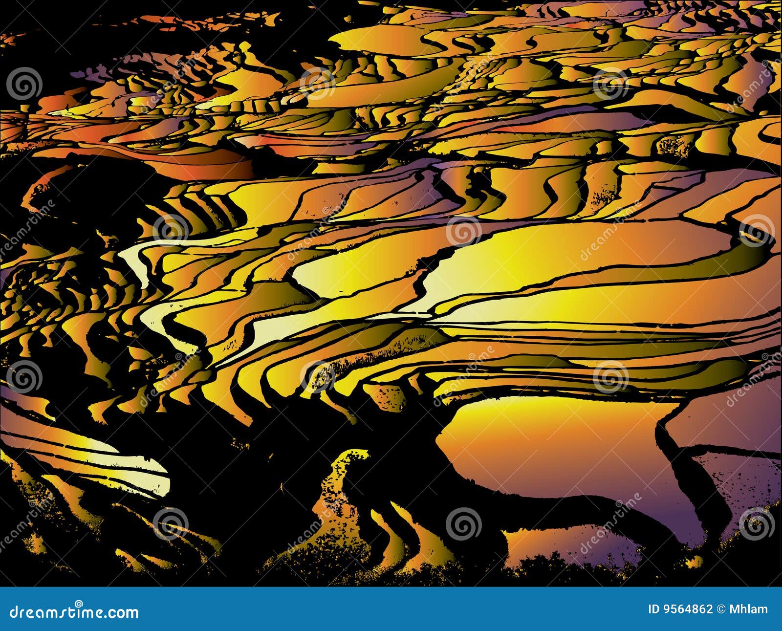 Terrace Rice Field Abstract Pattern Stock Vector - Illustration of asia ...