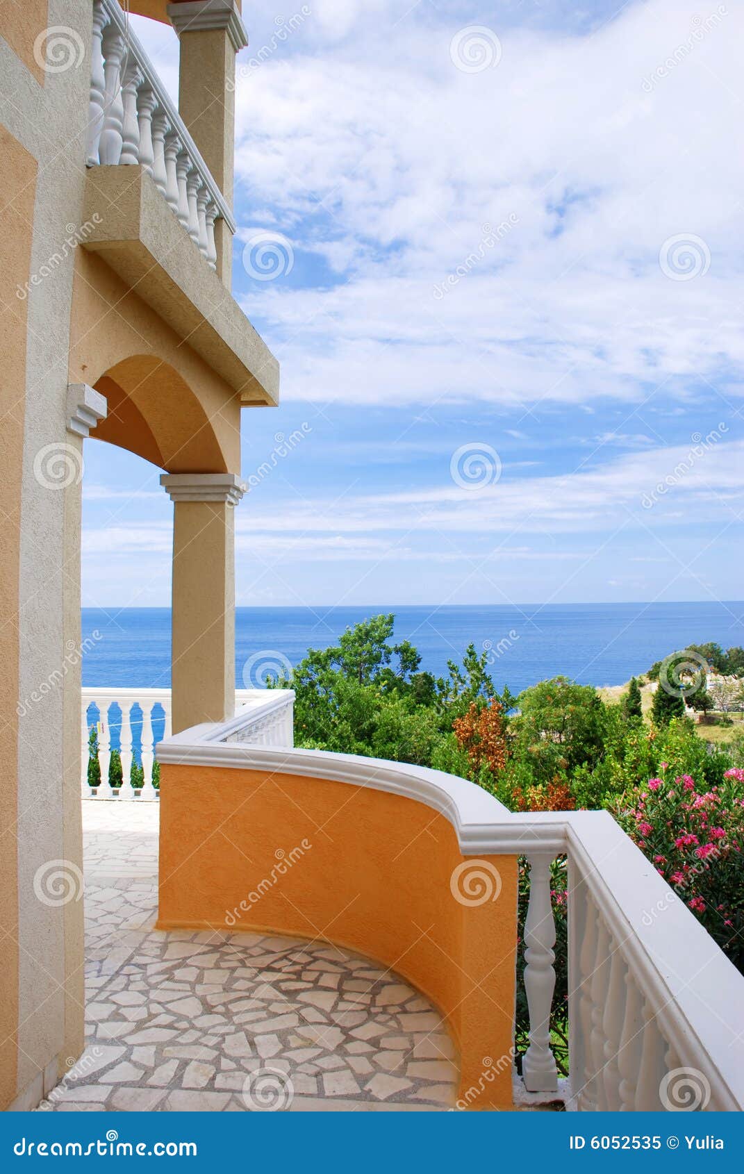 Terrace with sea view stock image. Image of cypress, cyan - 6052535