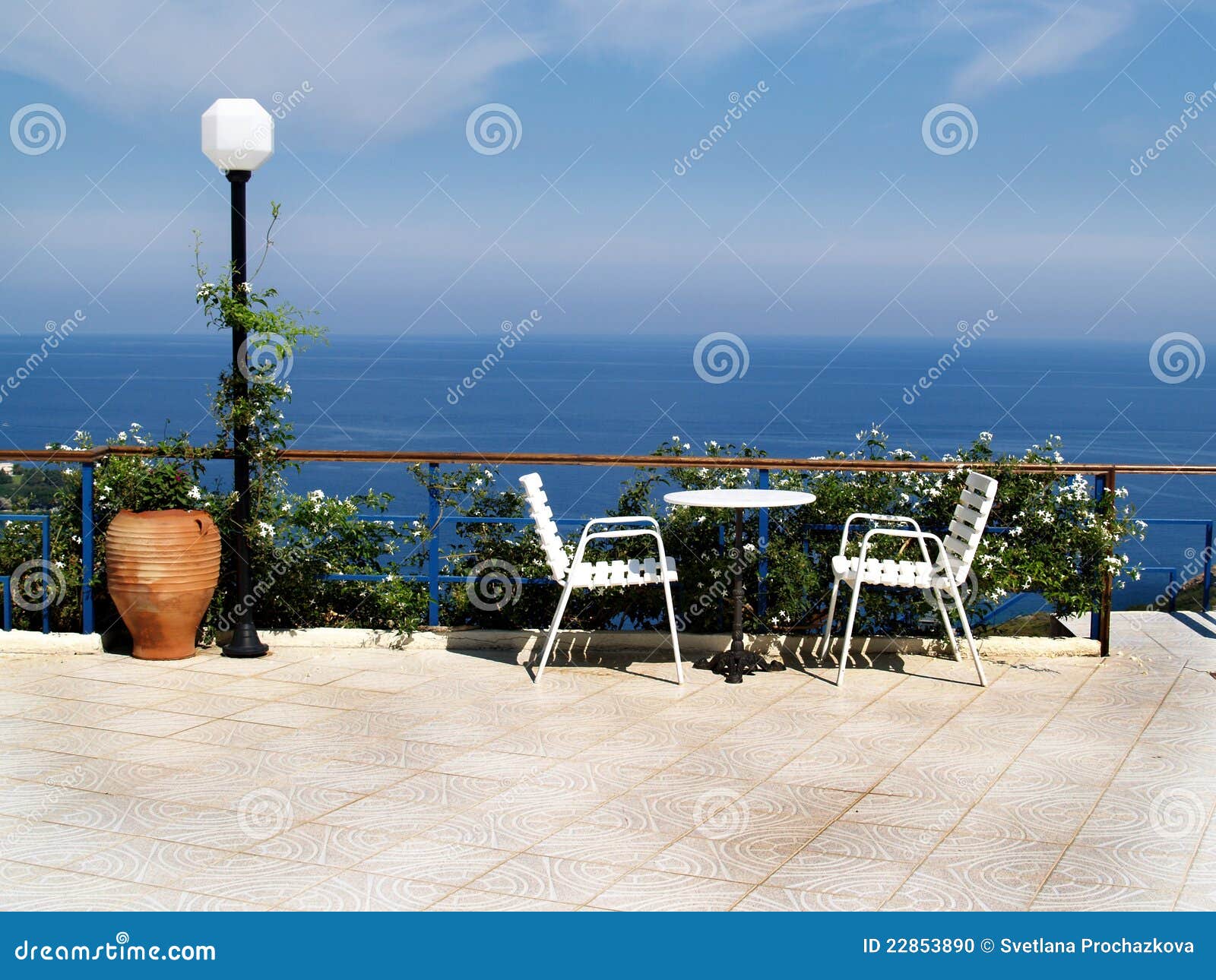 Terrace - sea view for two stock photo. Image of leisure - 22853890