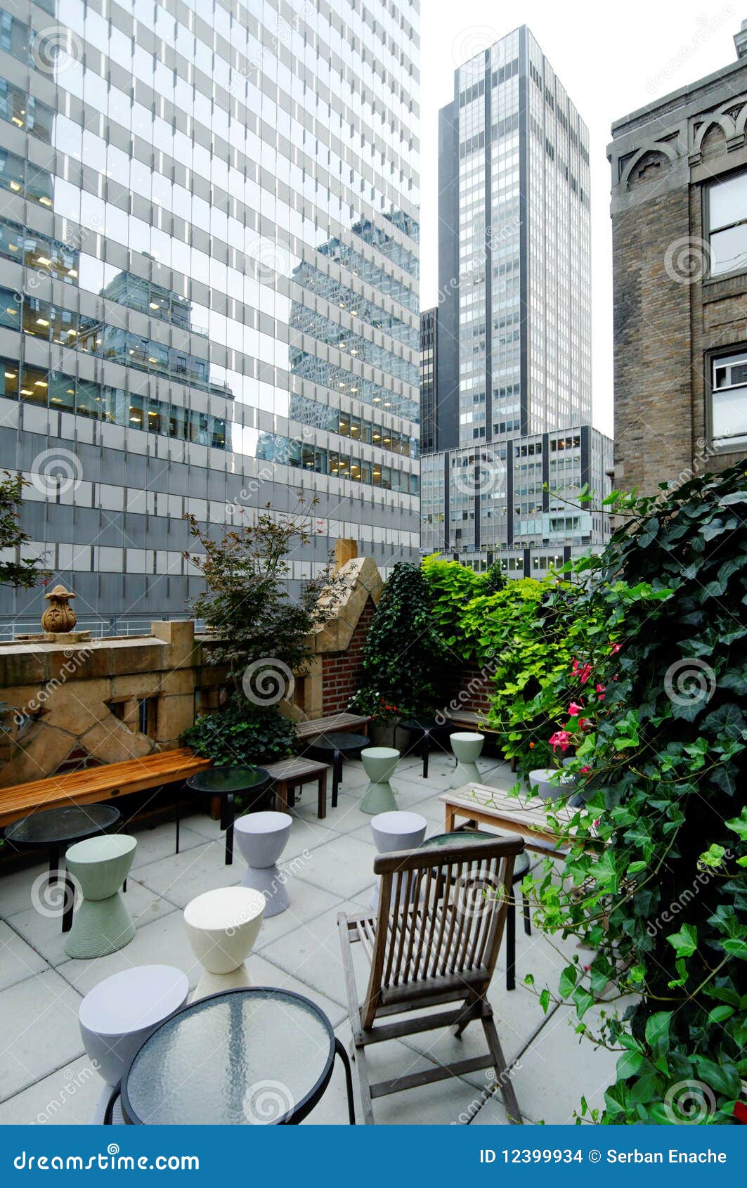 Terrace and skyscrapers stock photo. Image of facade - 12399934