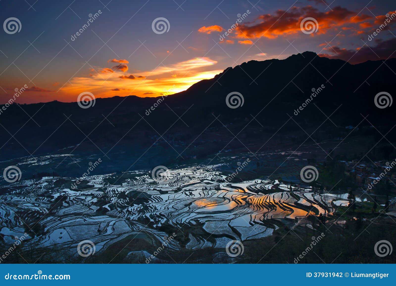 Terrace in sunrise 2 stock photo. Image of colorful, chinese - 37931942