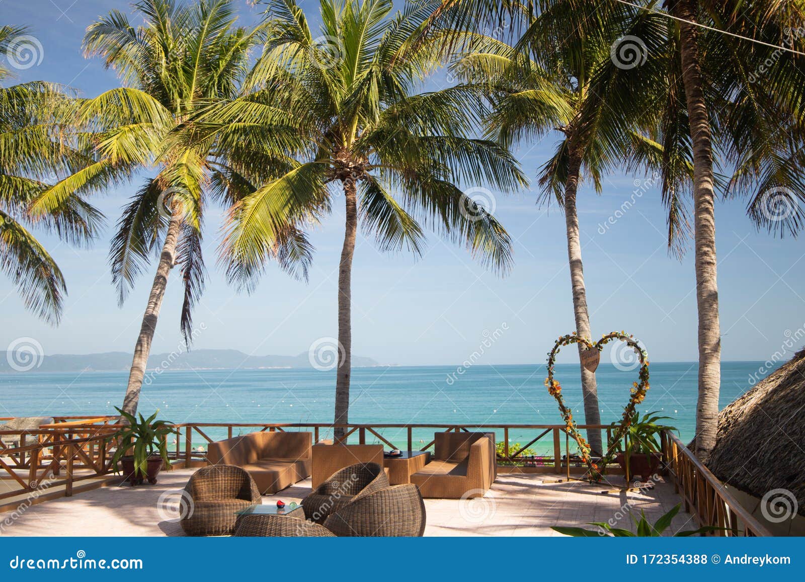 Terrace at Sunset on a Tropical Beach Stock Photo - Image of seychelles ...