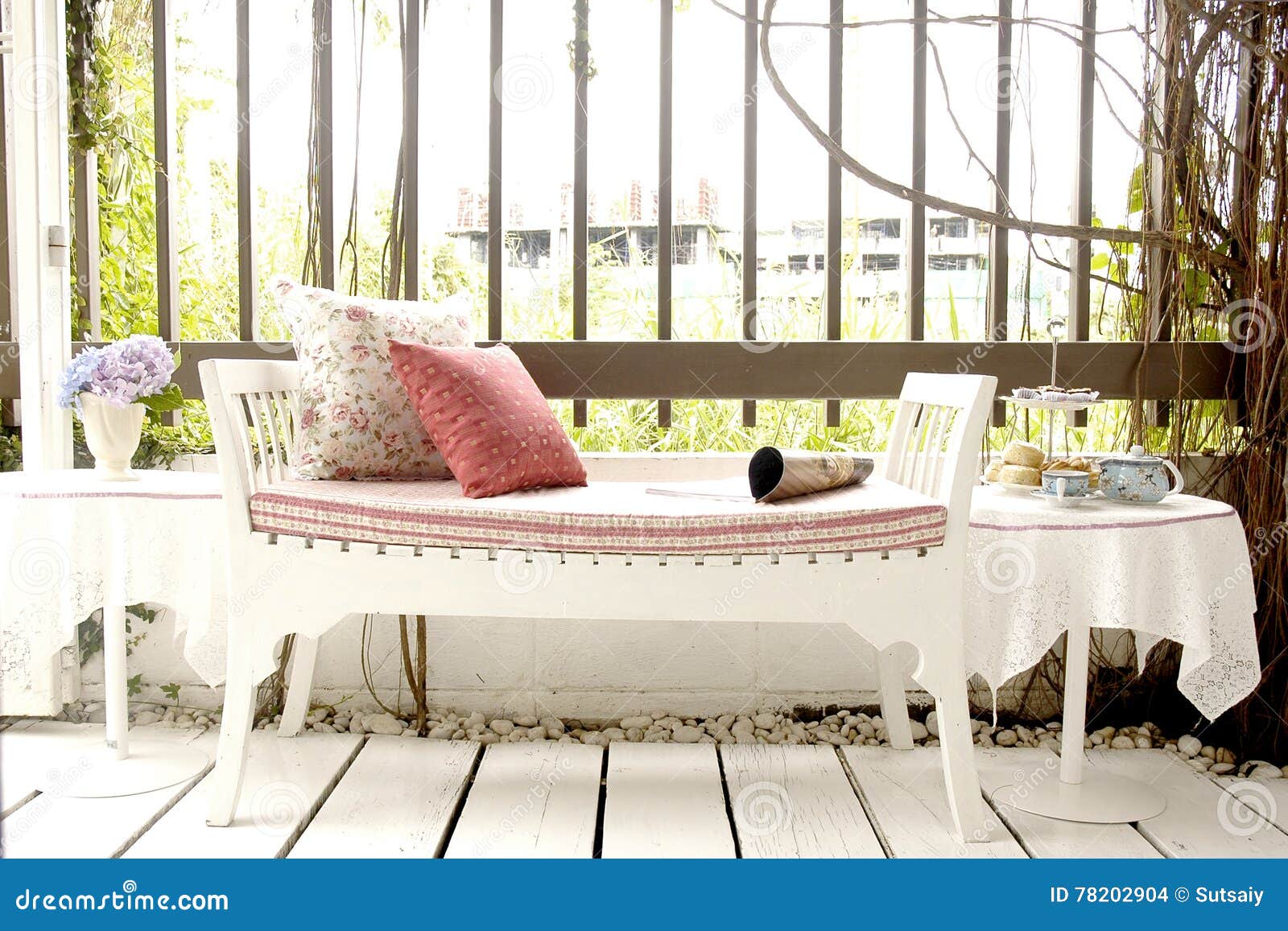 Terrace stock photo. Image of luxurious, cushions, blossom - 78202904