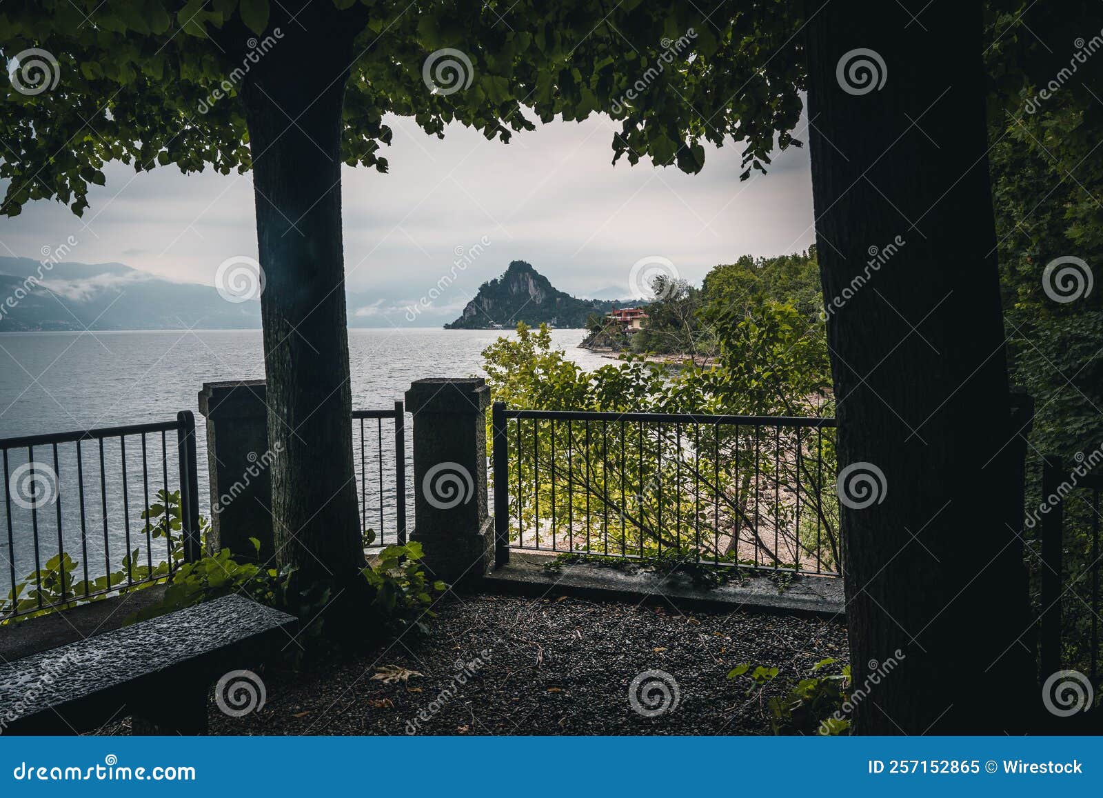 Terrace with Tree Shade Overlooking the Lake Stock Image - Image of ...
