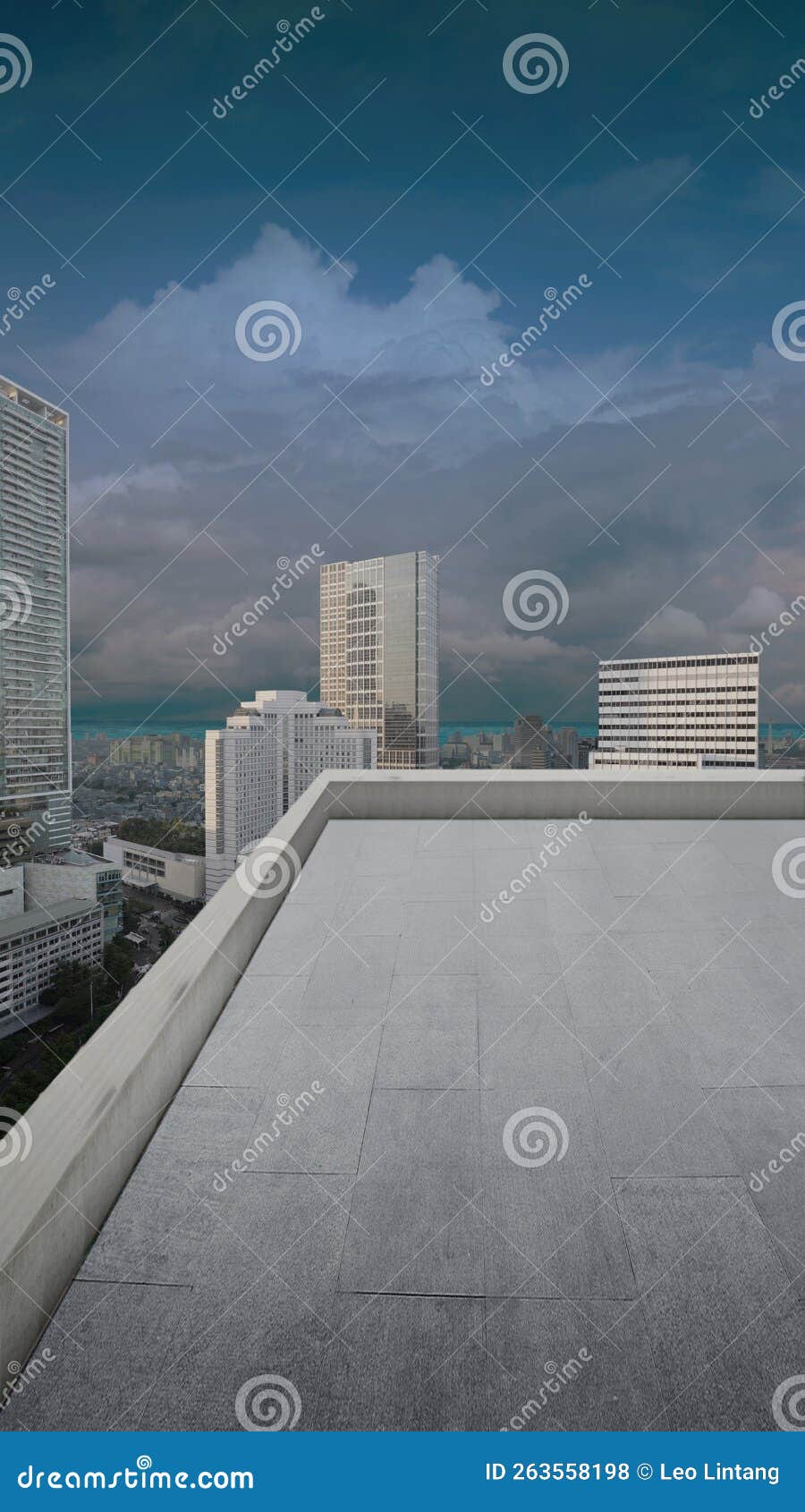 Terrace View with Modern Cityscapes Stock Photo - Image of architecture ...