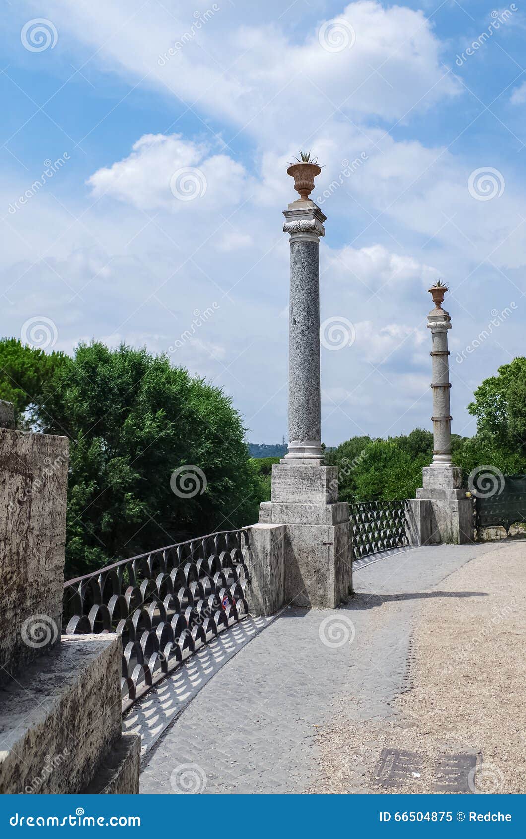 Terrace View on Park with Columns Stock Image - Image of architecture ...