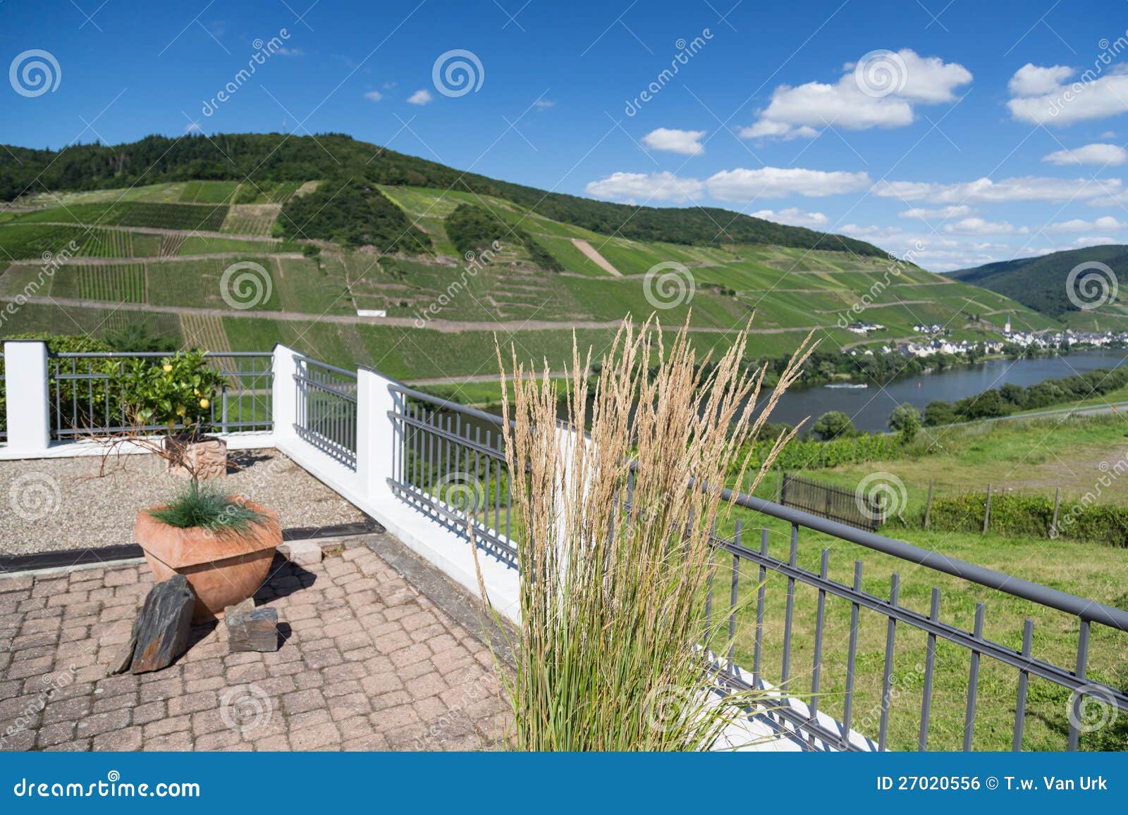 Terrace with View at the River Moselle in Germany Stock Photo - Image ...