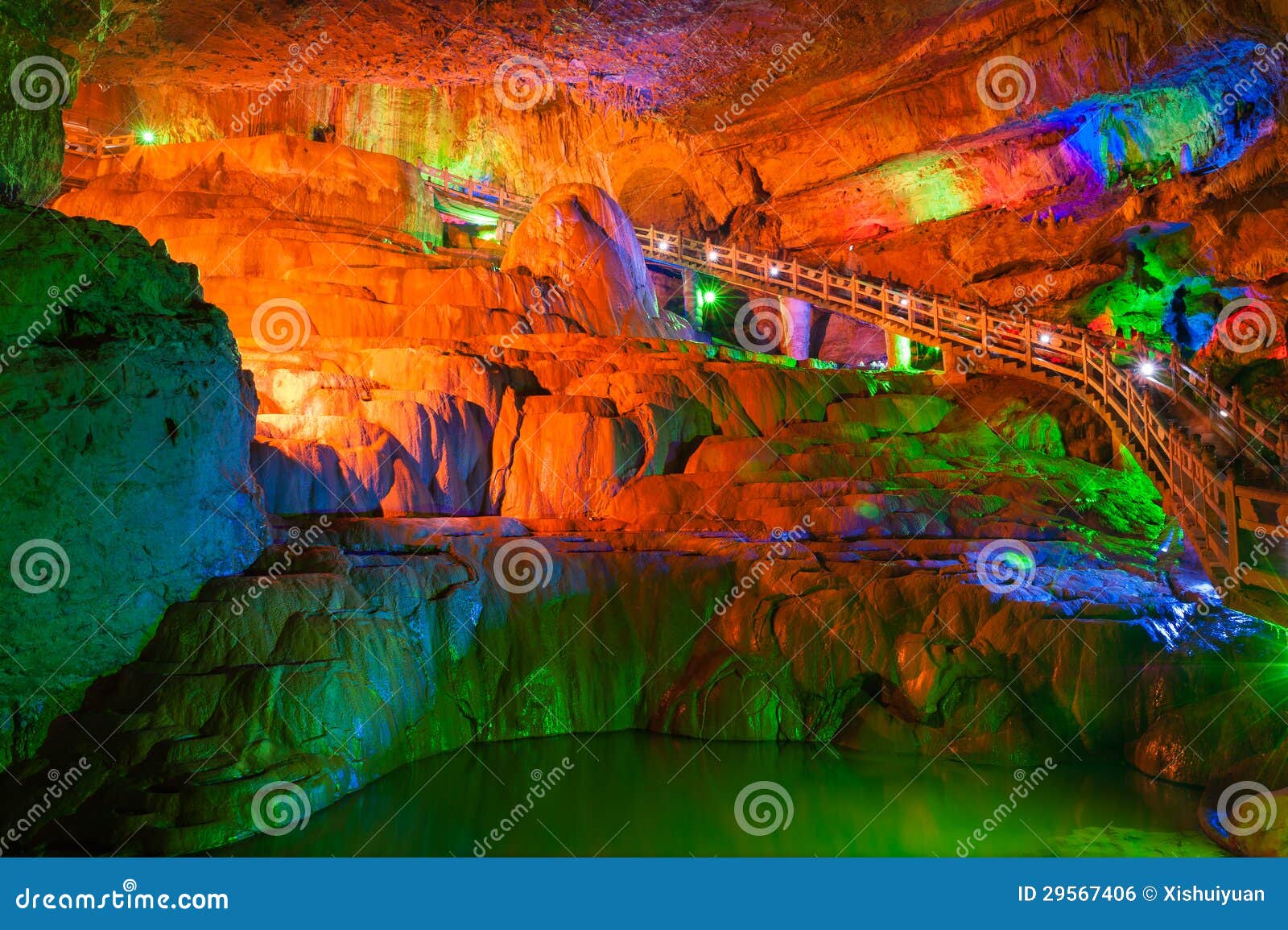 The Terrace of Water-eroded Cave Stock Photo - Image of sunset, nature ...