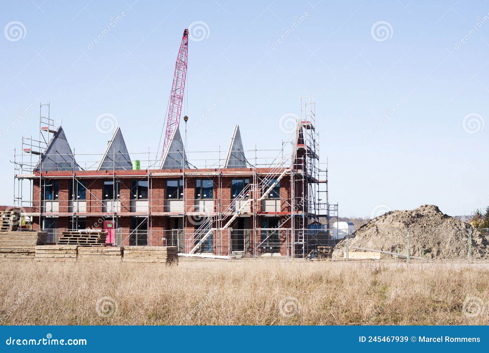 Terraced Houses Under Construction Stock Image - Image of frame ...