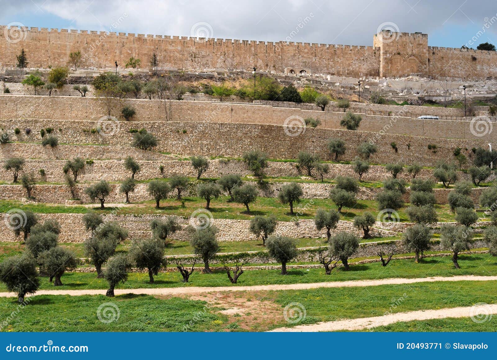 Terraces of the Kidron Valley and the the Wall of Stock Image - Image ...