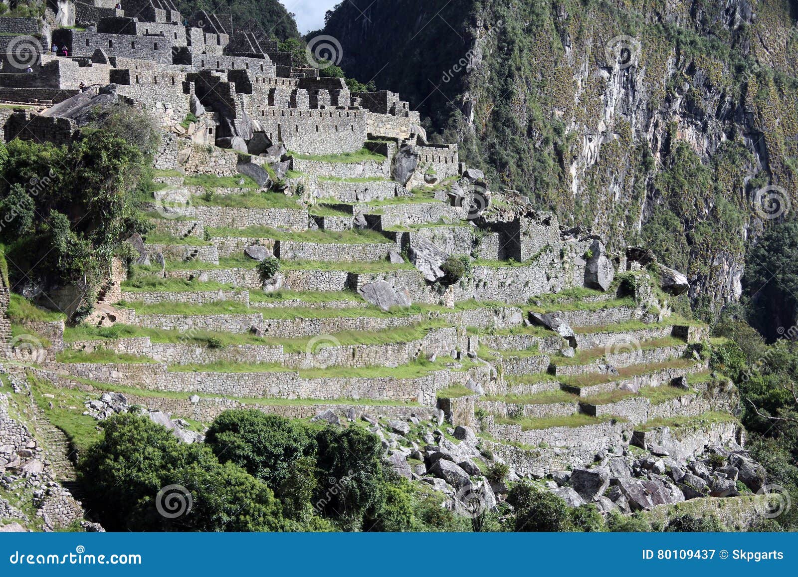 Terraces of Machu Picchu stock image. Image of view, tourists - 80109437