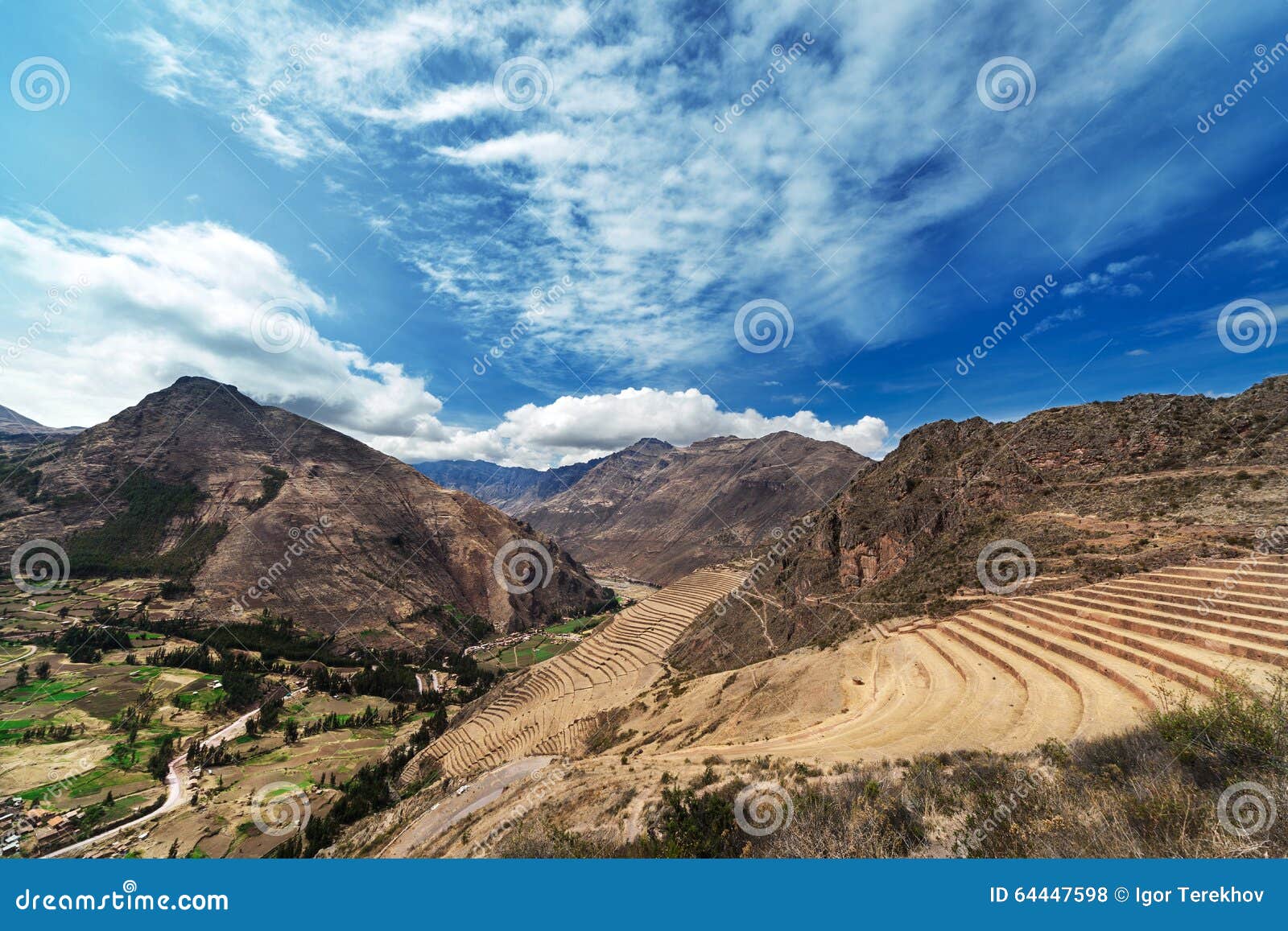 Terraces and Village in Andes Stock Photo - Image of feature, culture ...