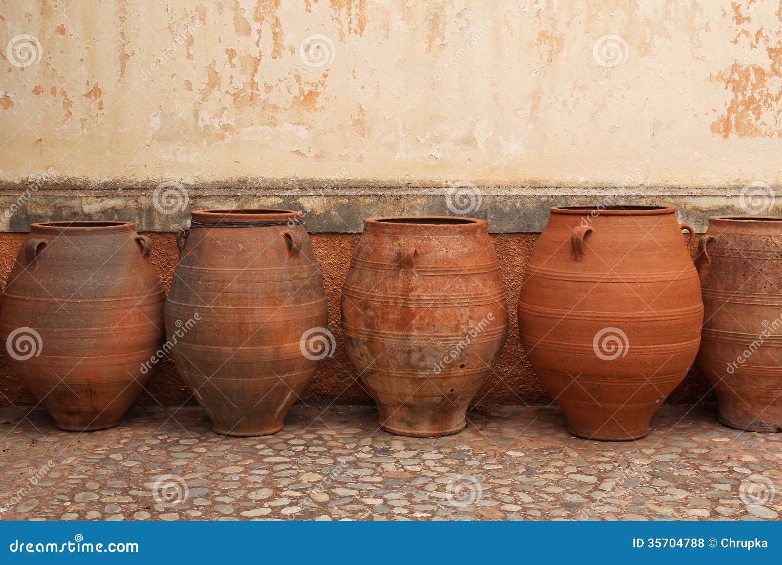 Terracotta Amphoras in the Monastery of Agia Triada in Crete Stock ...