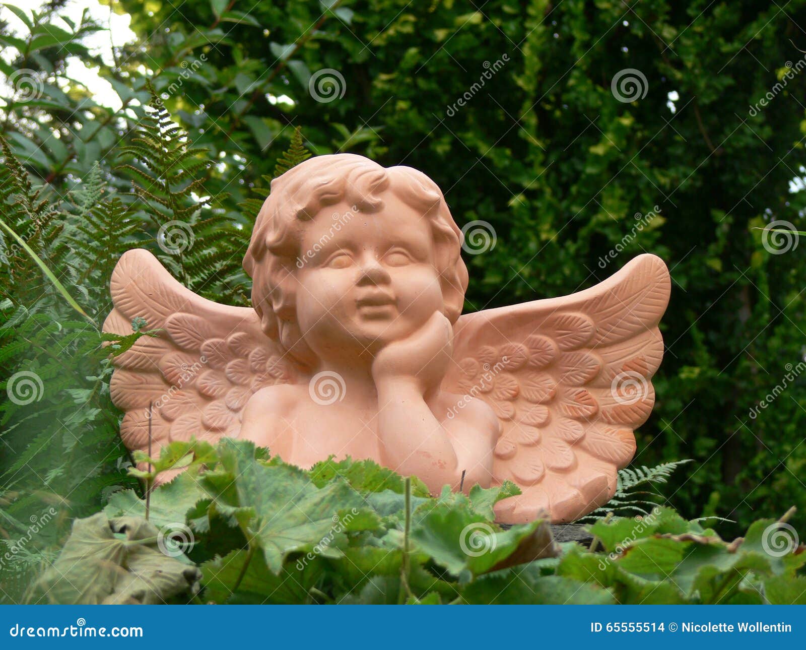 Terracotta Angel in the Garden Stock Photo - Image of garden, small ...