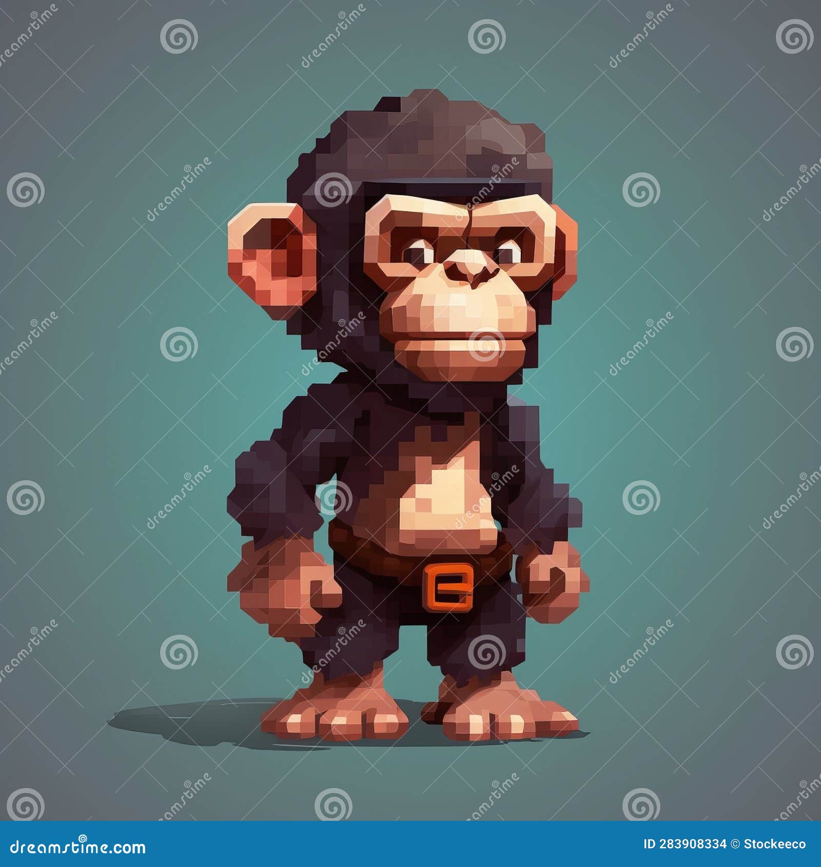 Terracotta Chimp: a Darkly Detailed Pixel Monkey Art Character Stock ...