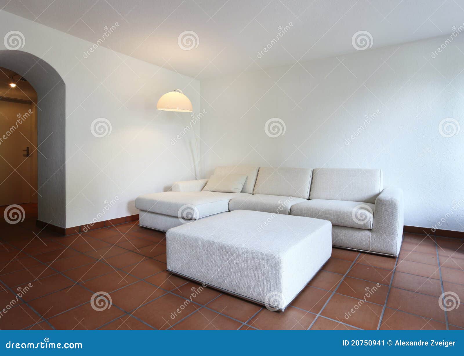 Terracotta Floors and White Sofa Stock Image - Image of design, divan ...