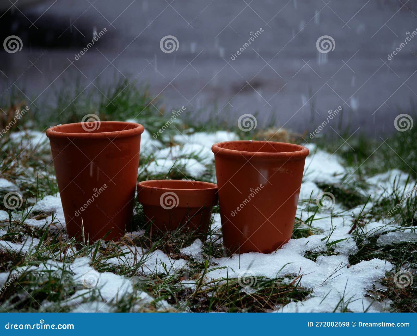 Terracotta Plant Pots in the Snow Medium Shot Stock Photo - Image of ...