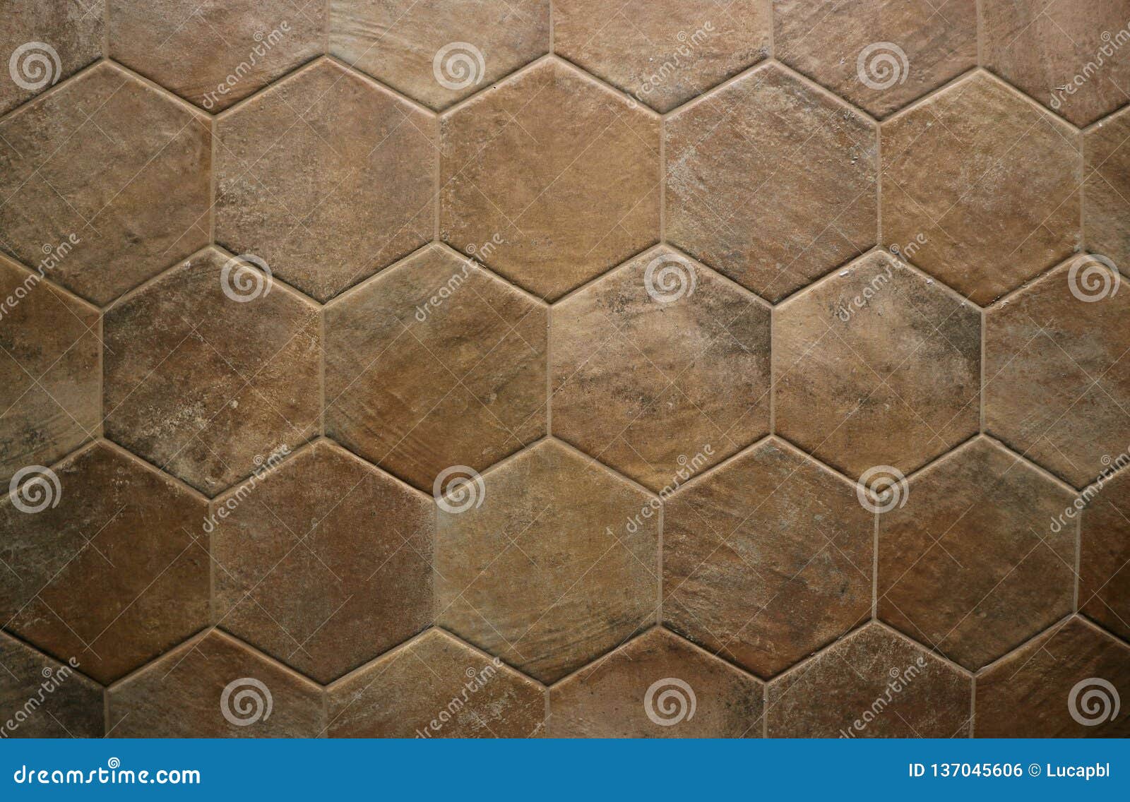 Terracotta Rustic Floor with Hexagon Shape Tiles. Stock Photo - Image ...