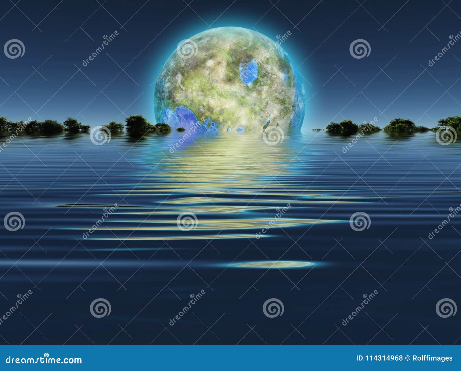Terraformed colonized moon stock illustration. Illustration of moon ...