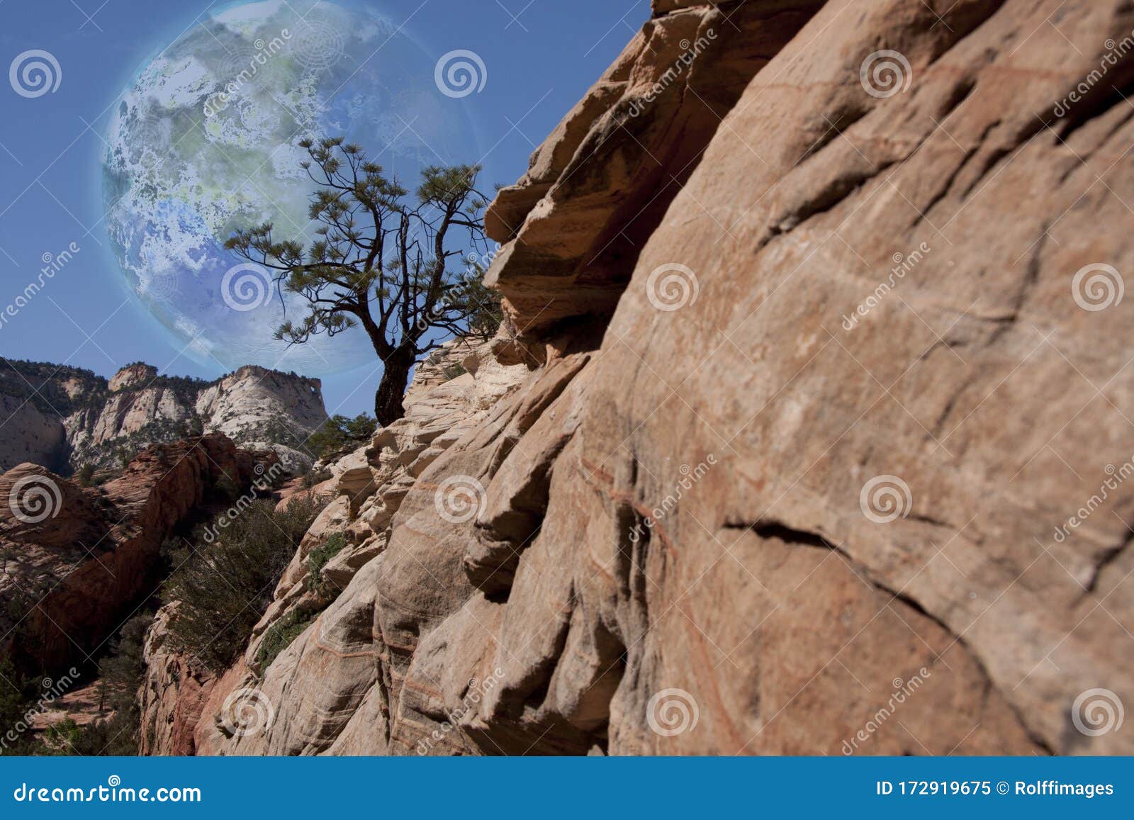 Terraformed moon stock illustration. Illustration of mountains - 172919675