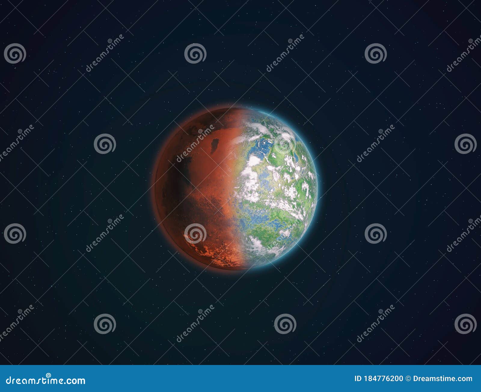 Hypothetical Terraformed Mars. 3d Illustration Stock Illustration ...