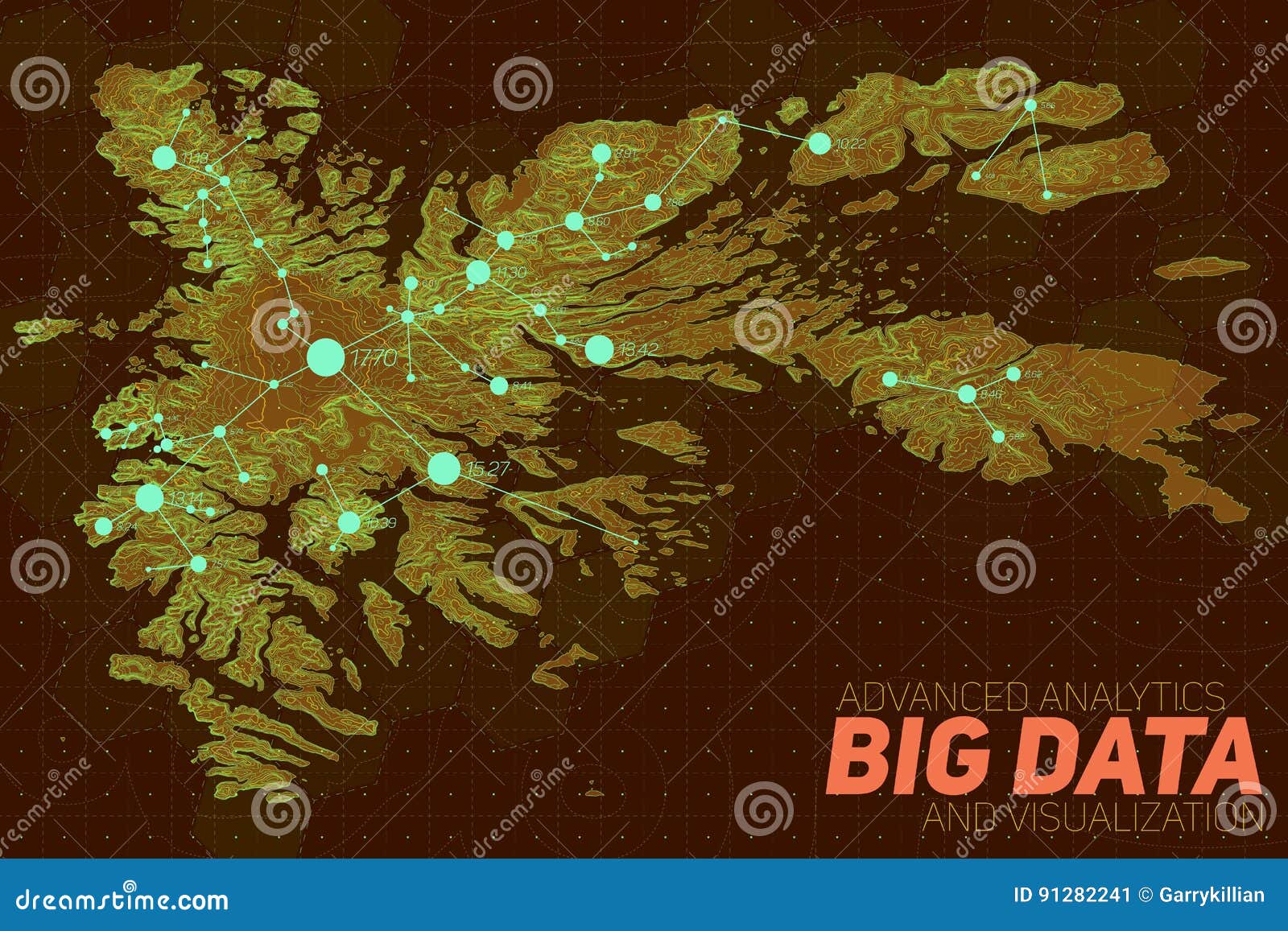 Terrain Big Data Visualization. Futuristic Map Infographic. Complex ...
