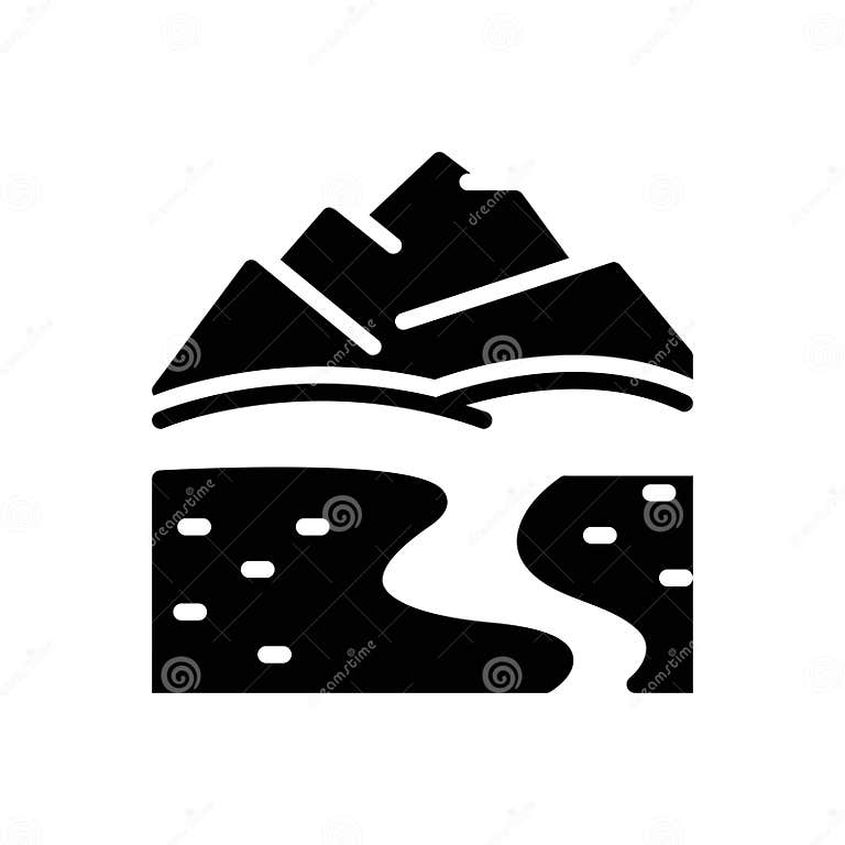 Black Solid Icon for Terrain, Land and Adventure Stock Illustration ...