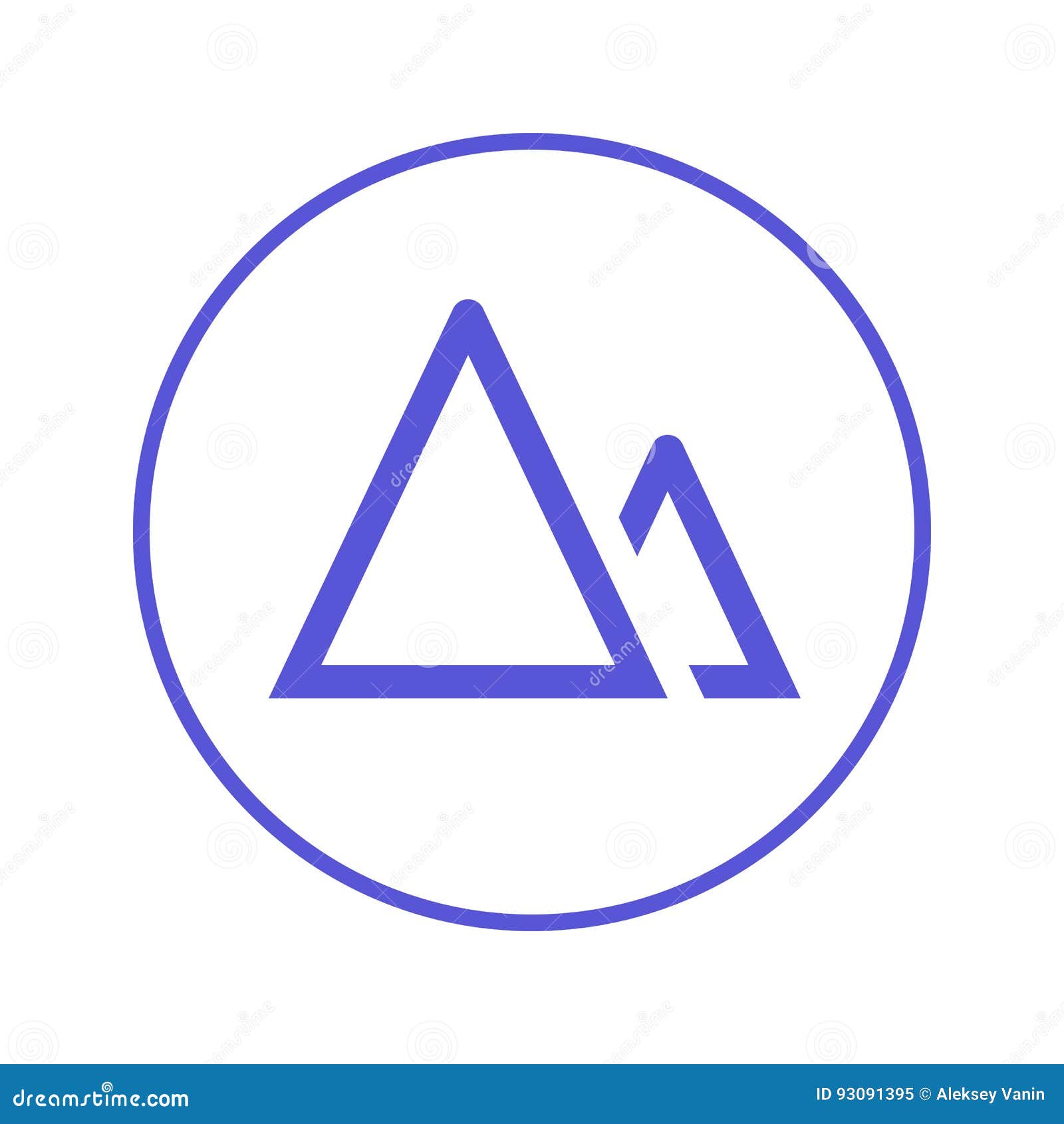 Terrain, Mountains Circular Line Icon. Round Sign. Flat Style Vector ...