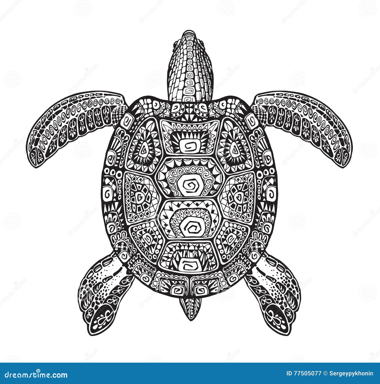 Terrapin, Turtle Painted Tribal Ethnic Ornament. Hand Drawn Vector ...