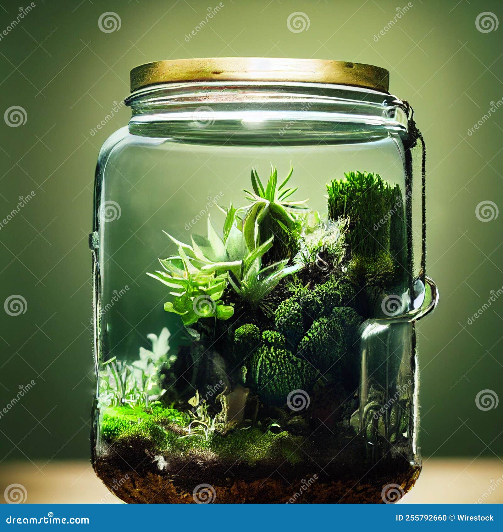 Terrarium in a glass jar stock photo. Image of decoration - 255792660