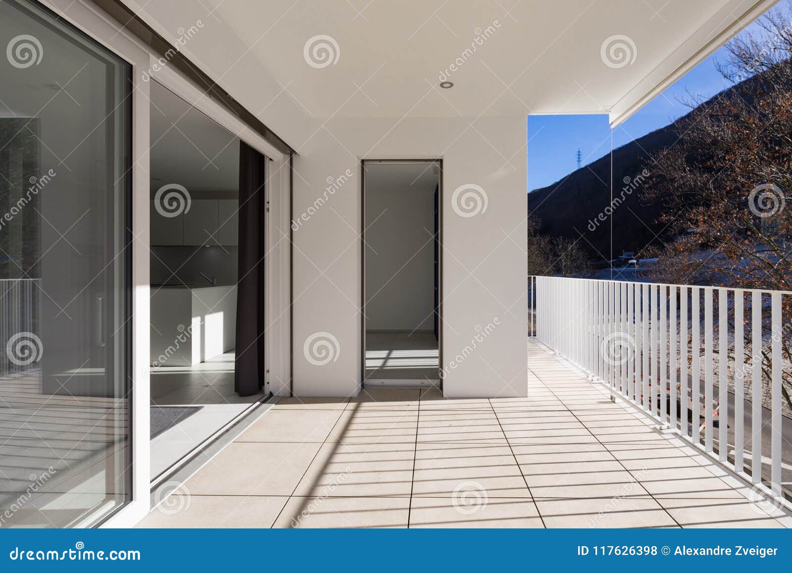 Terraza Moderna De La Casa Con La Verja Foto de archivo - Imagen de ...
