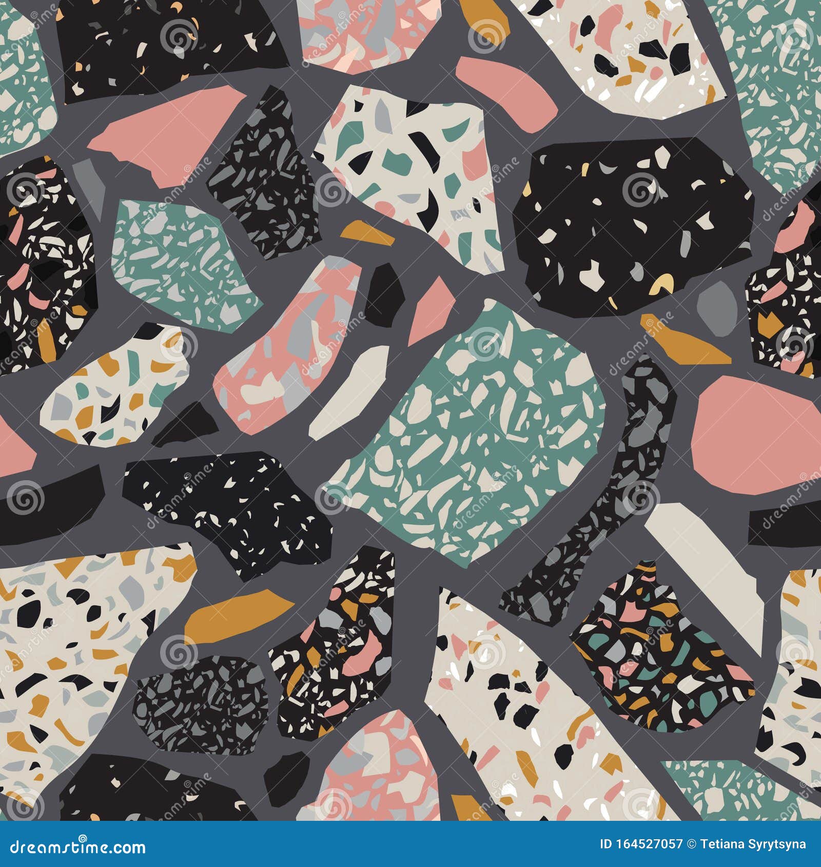 Terrazzo Flooring Imitation Seamless Pattern. Abstract Geometric Shapes ...