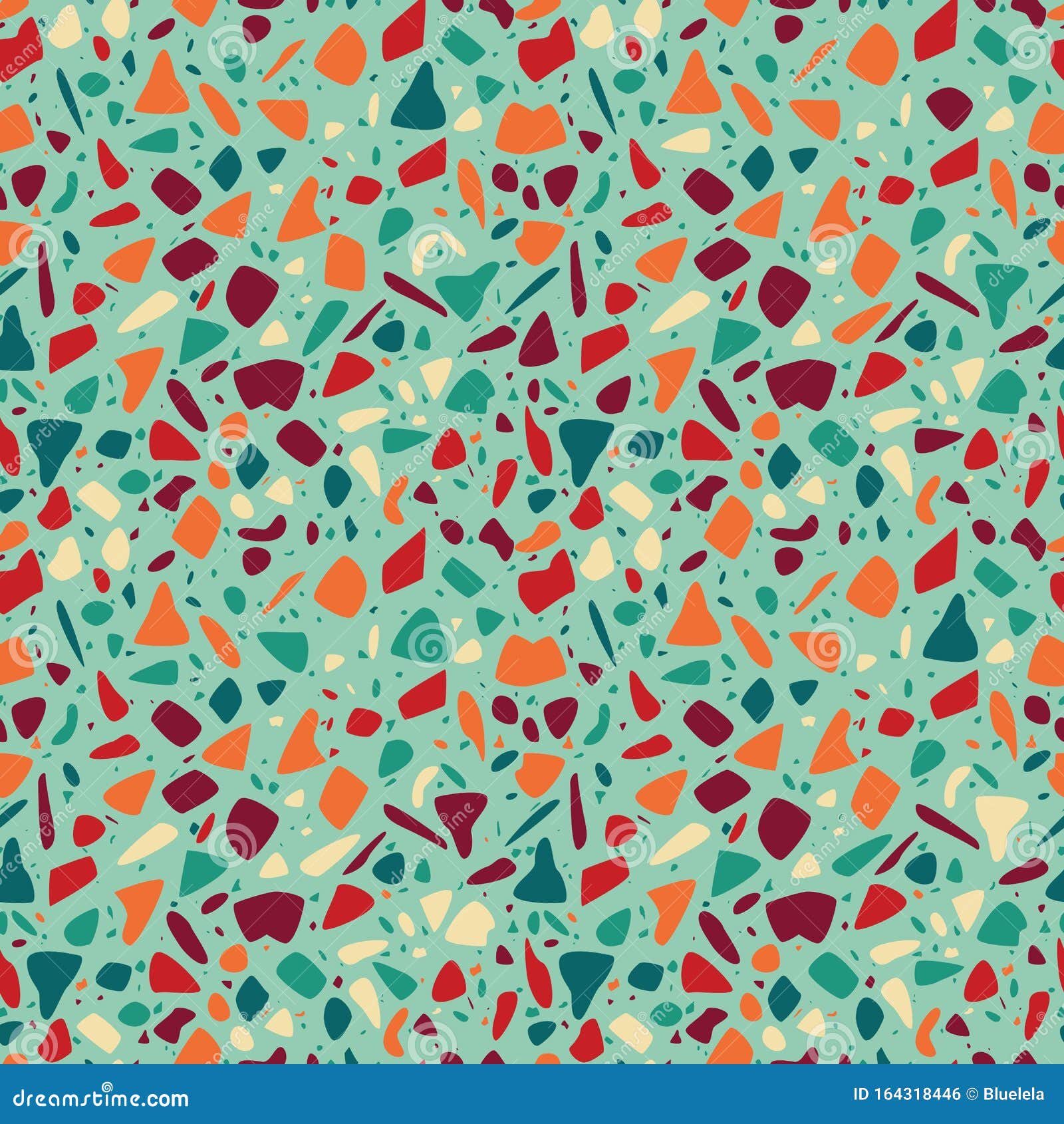 Terrazzo Seamless Vector Pattern With White, Grey, Orange And Black ...