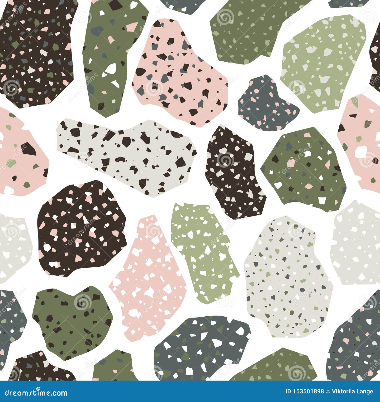 Terrazzo Seamless Pattern. Modern Collage Background. Vector ...