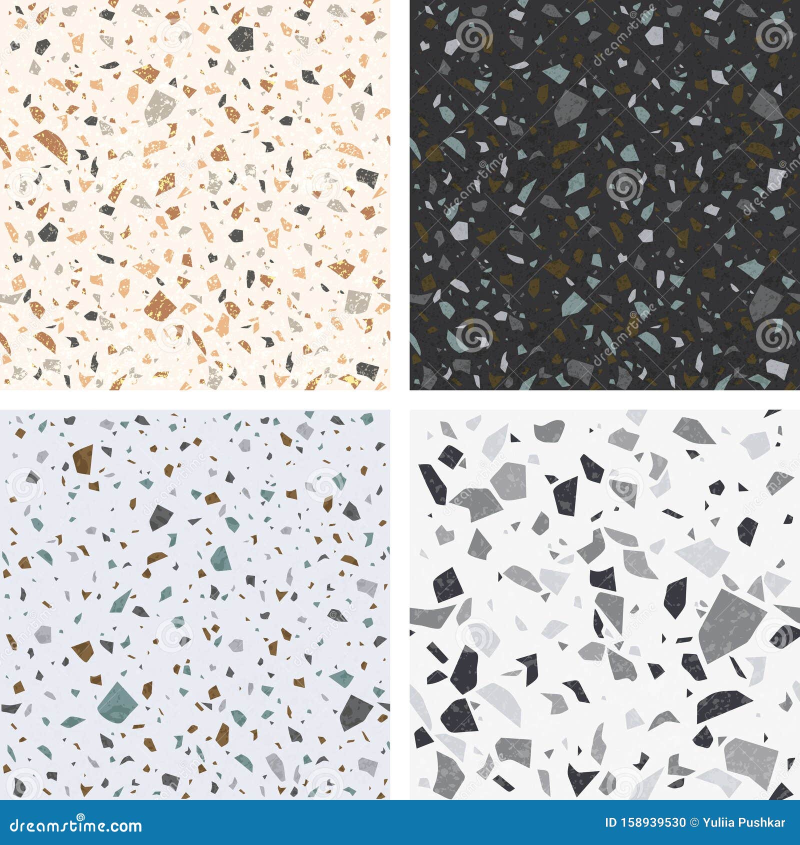 Terrazzo Textures. Vector Set Of Seamless Terrazzo Patterns. Venetian ...