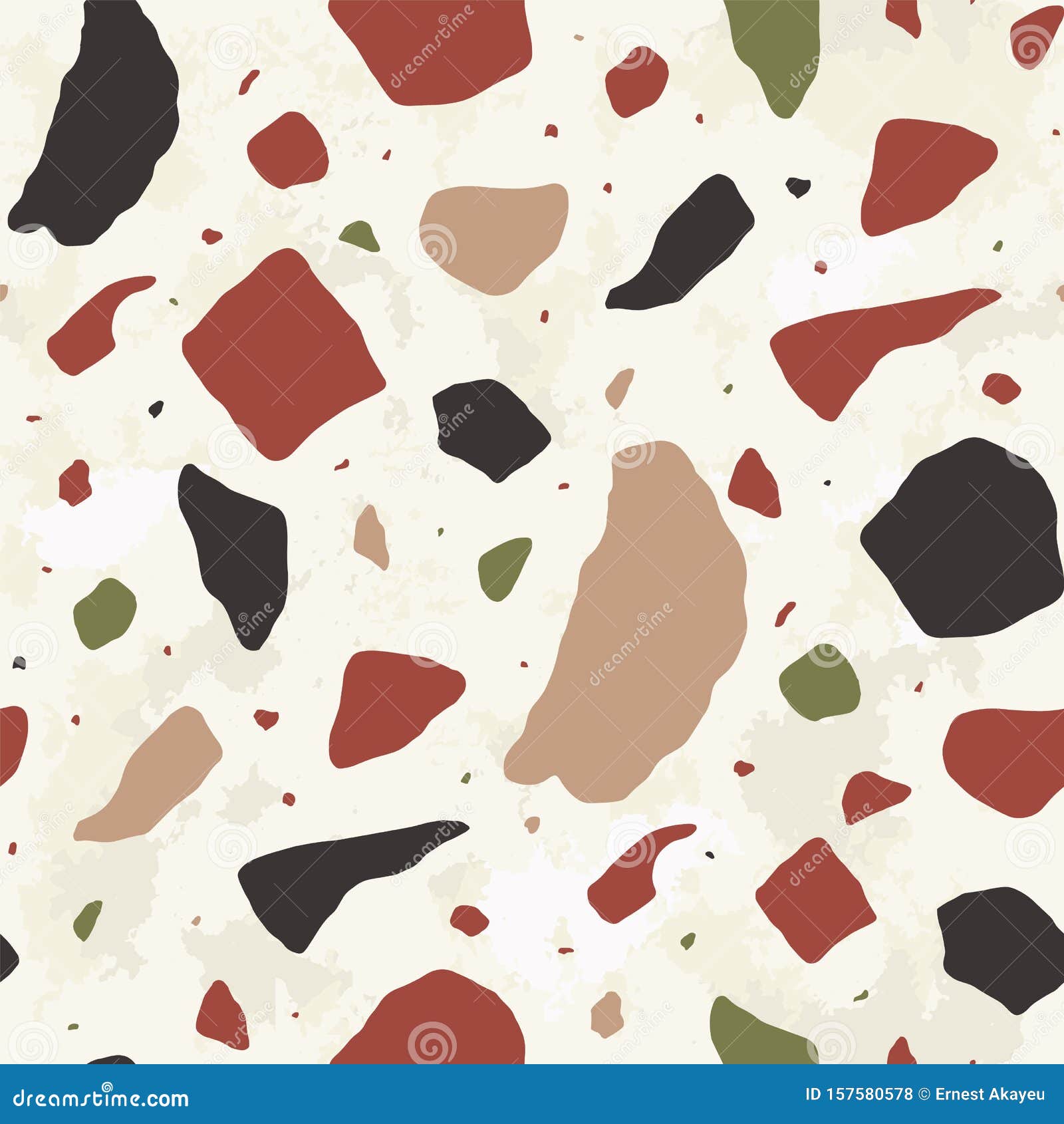 Terrazzo Vector Ceramic Mosaic Seamless Pattern. Stone Marble Texture ...