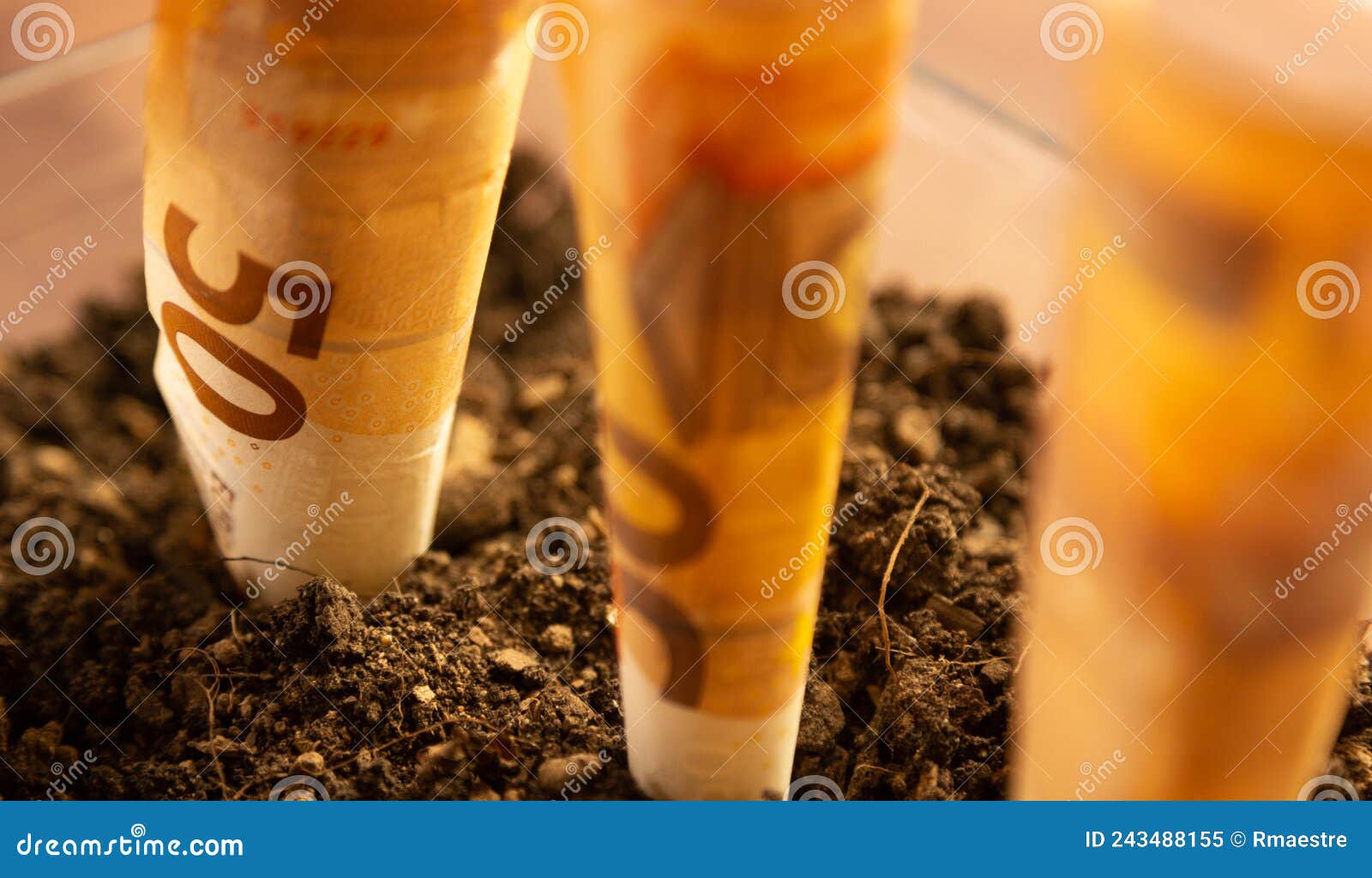 Terre Et Compost Avec 50 Euros Concepts De Billets Image stock - Image ...