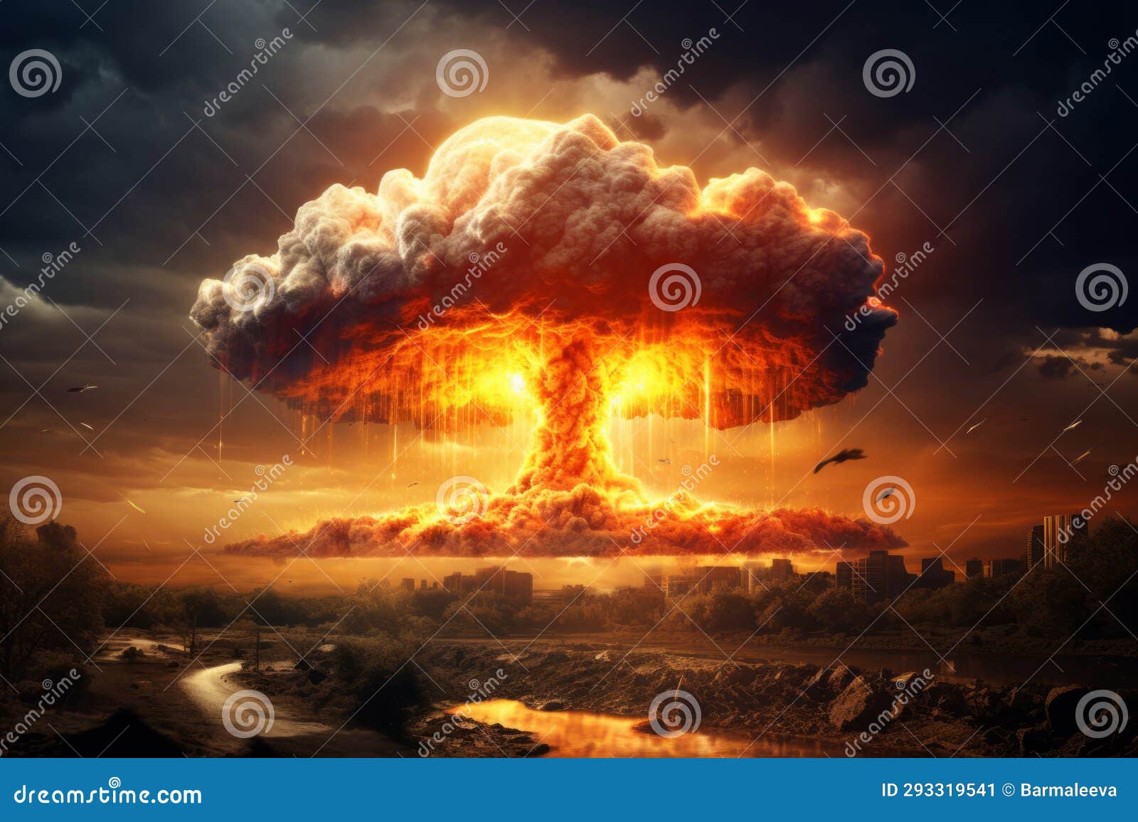 Terrible Atomic Explosion of a Nuclear Bomb with a Mushroom Cloud of ...
