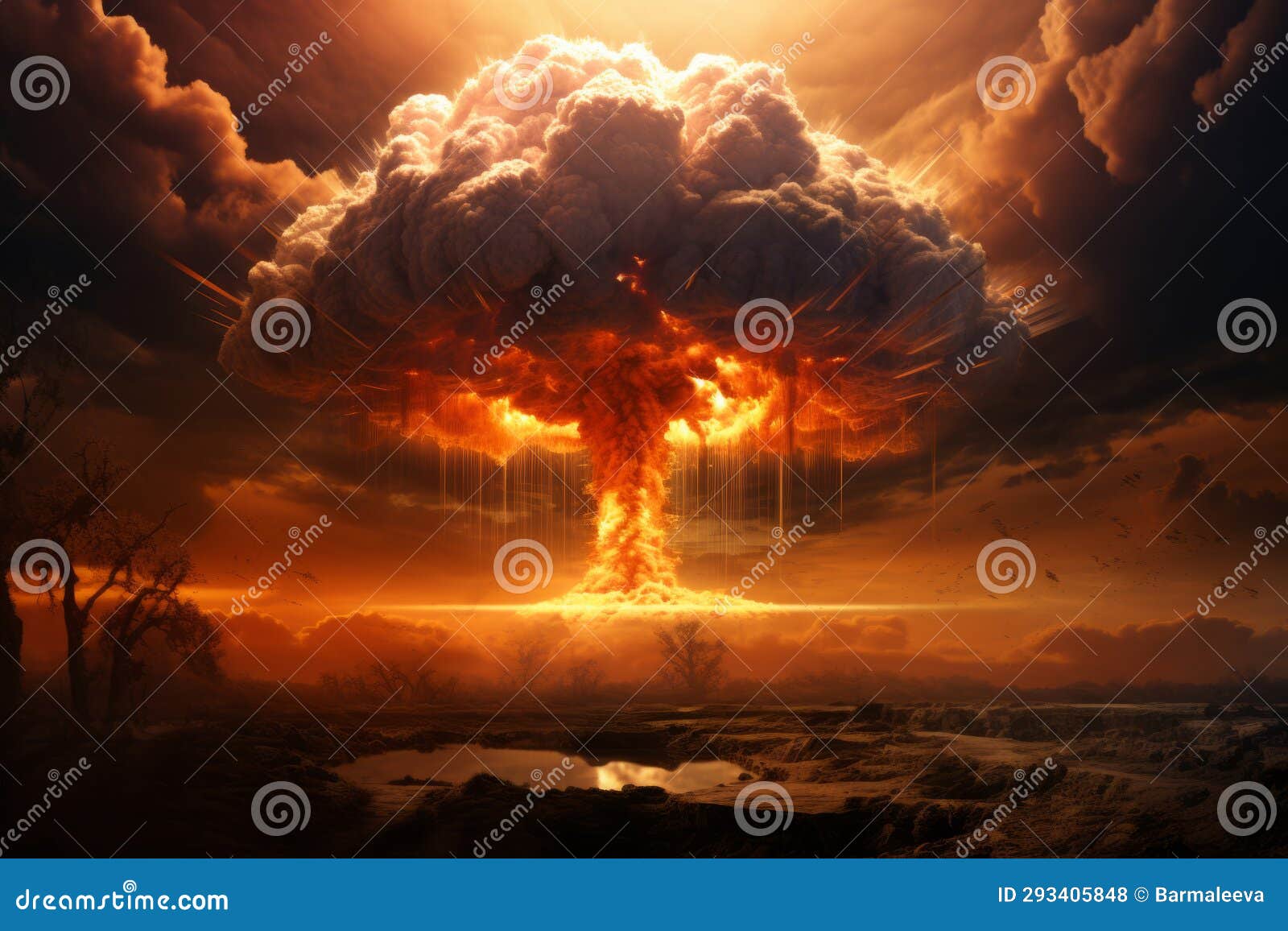 Terrible Atomic Explosion of a Nuclear Bomb with a Mushroom Cloud of ...
