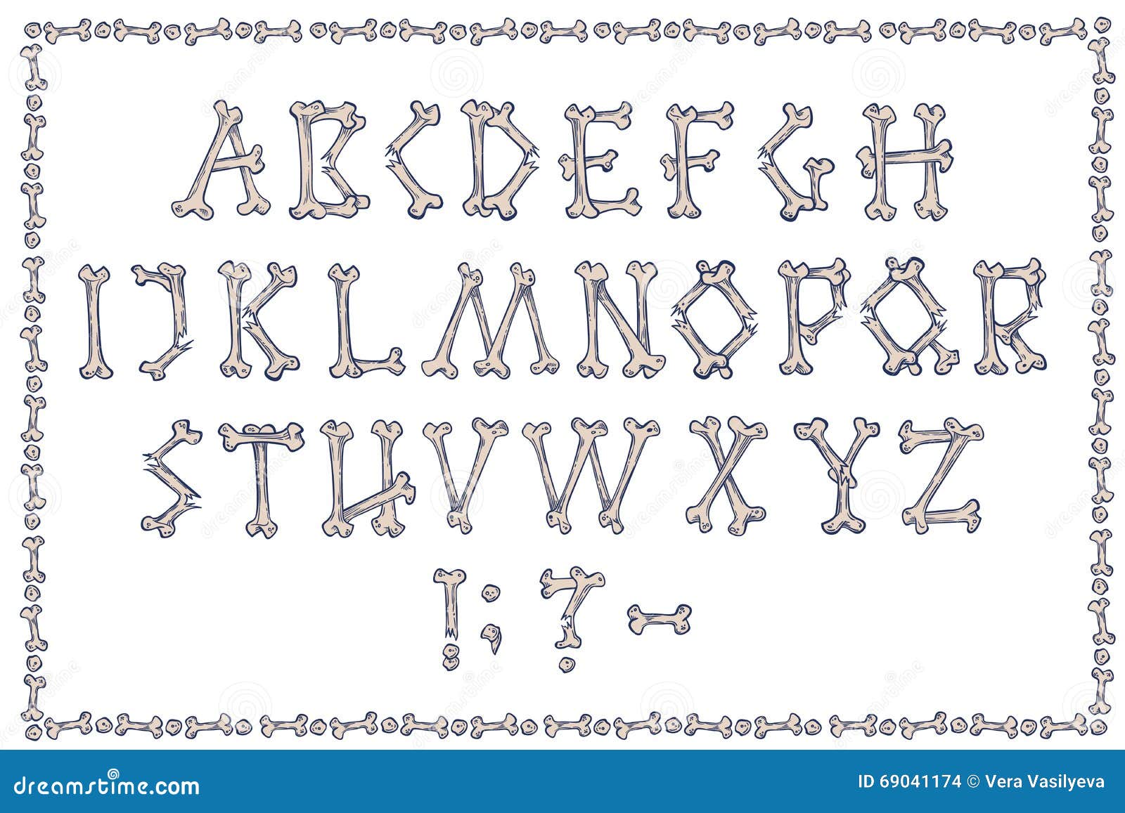 Terrible Bone Font for Postcards on Halloween. a Lettering Stock ...