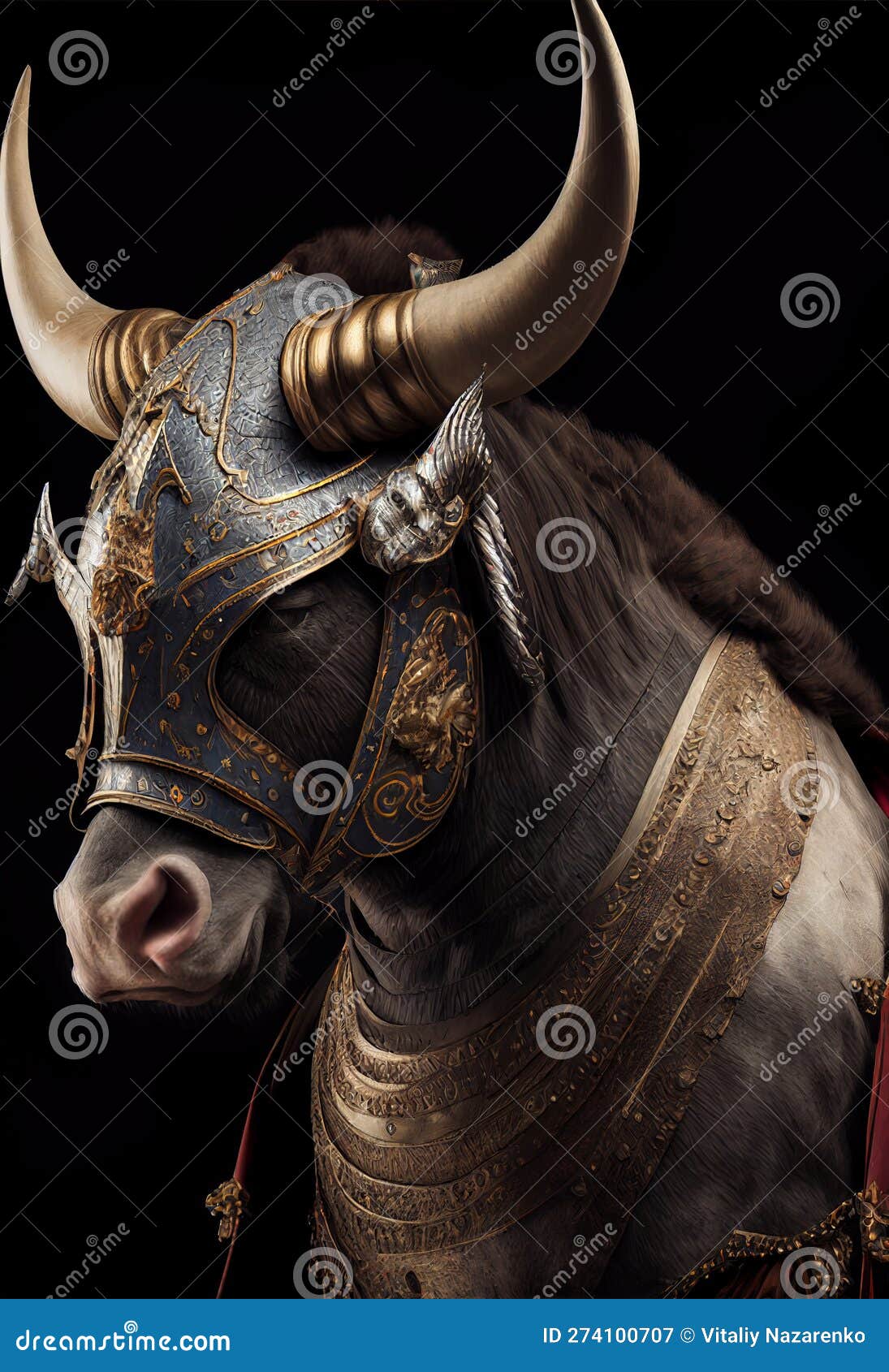 Terrible Bull in Ancient Armor. AI Generated Stock Illustration ...