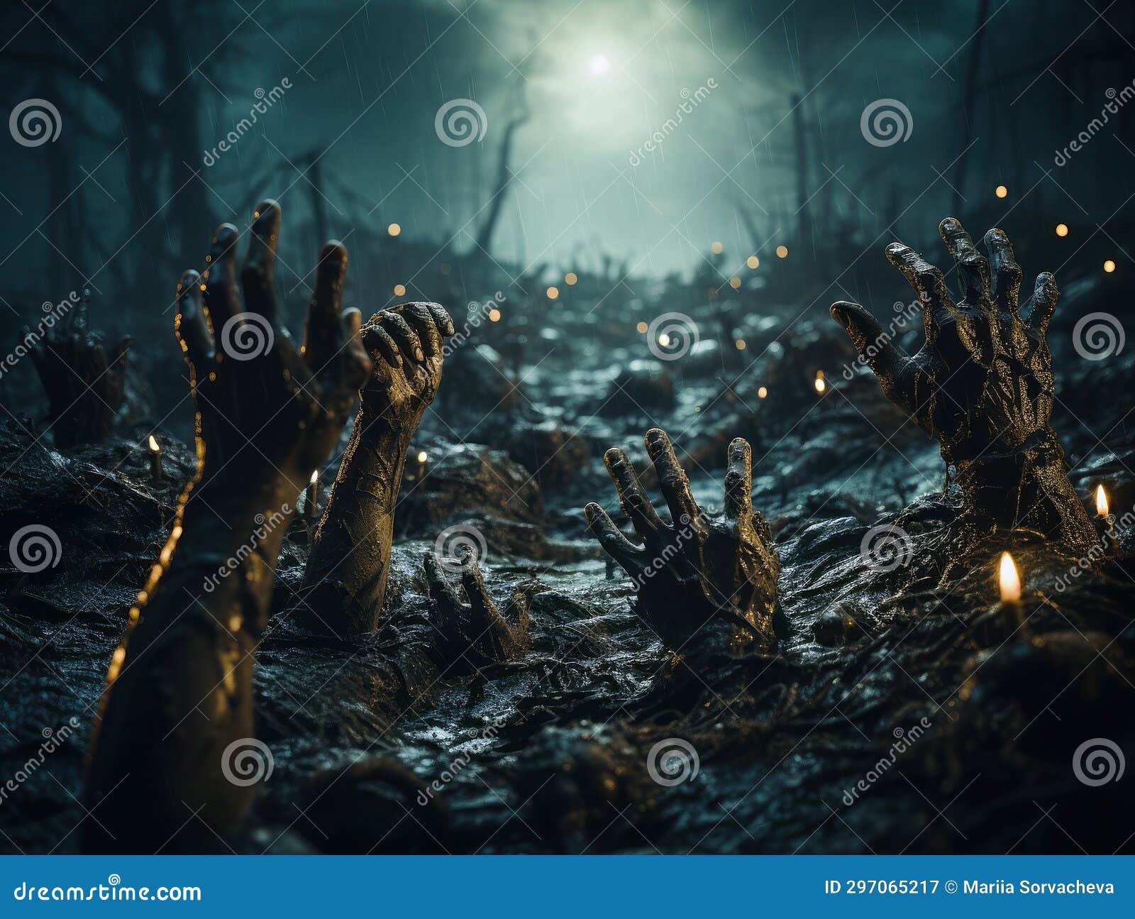 The Terrible Dead Crawl Out of the Ground into the Cemetery, in the ...