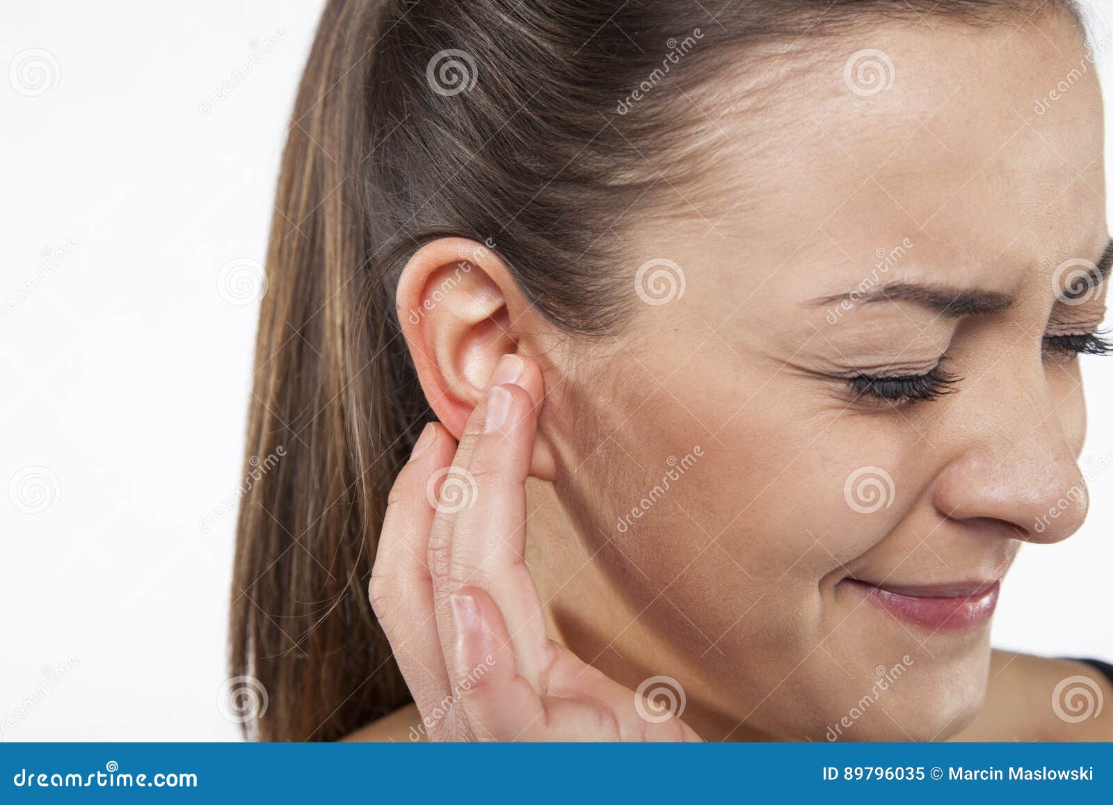 Terrible ear pain stock image. Image of hair, disease - 89796035