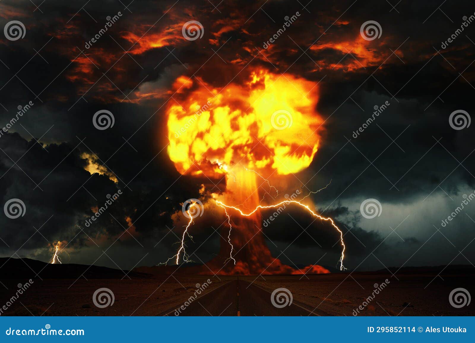 Terrible Explosion of a Nuclear Bomb with a Mushroom with Clouds and ...