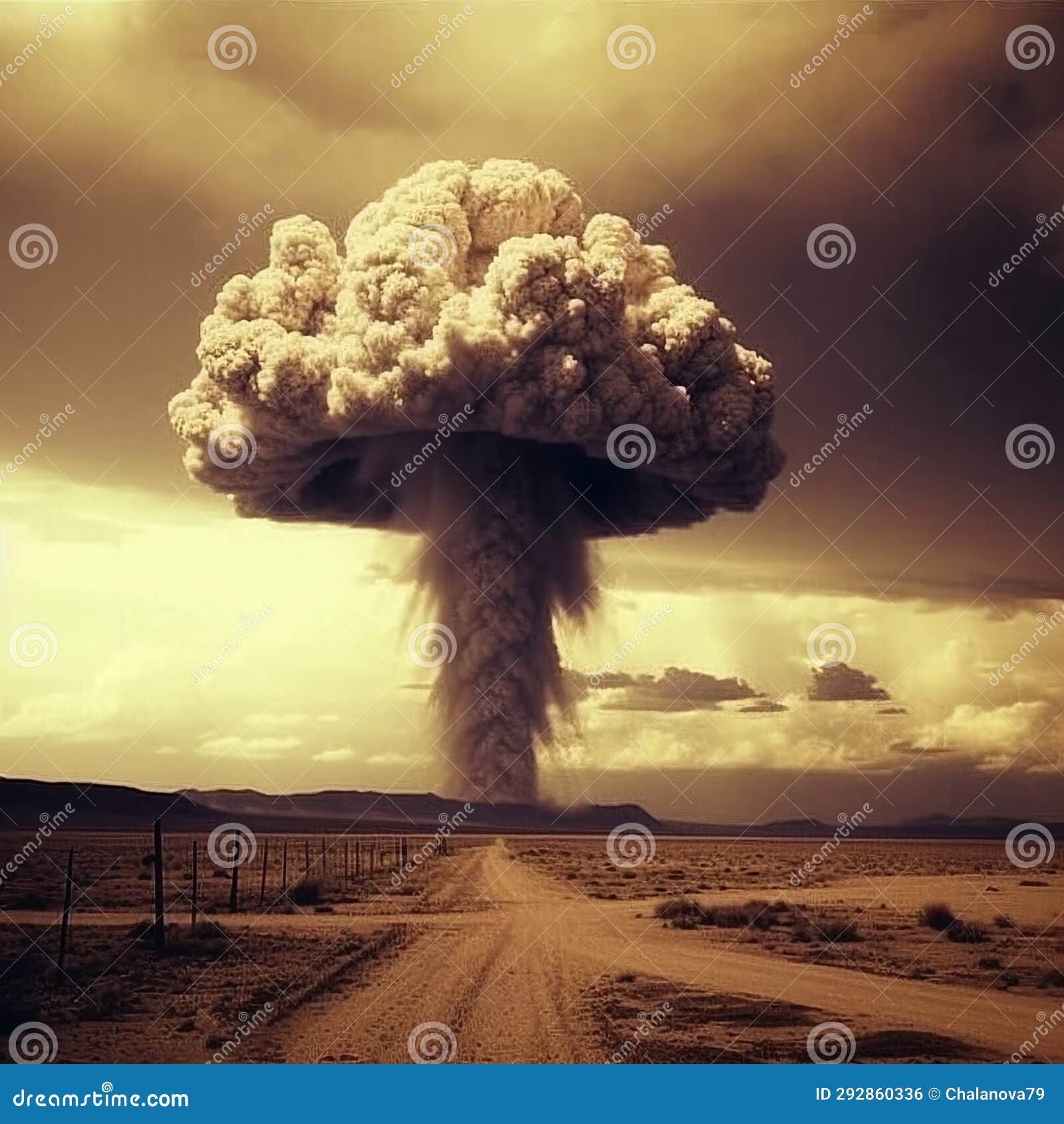 Terrible Explosion of a Nuclear Bomb with a Mushroom in the Desert ...