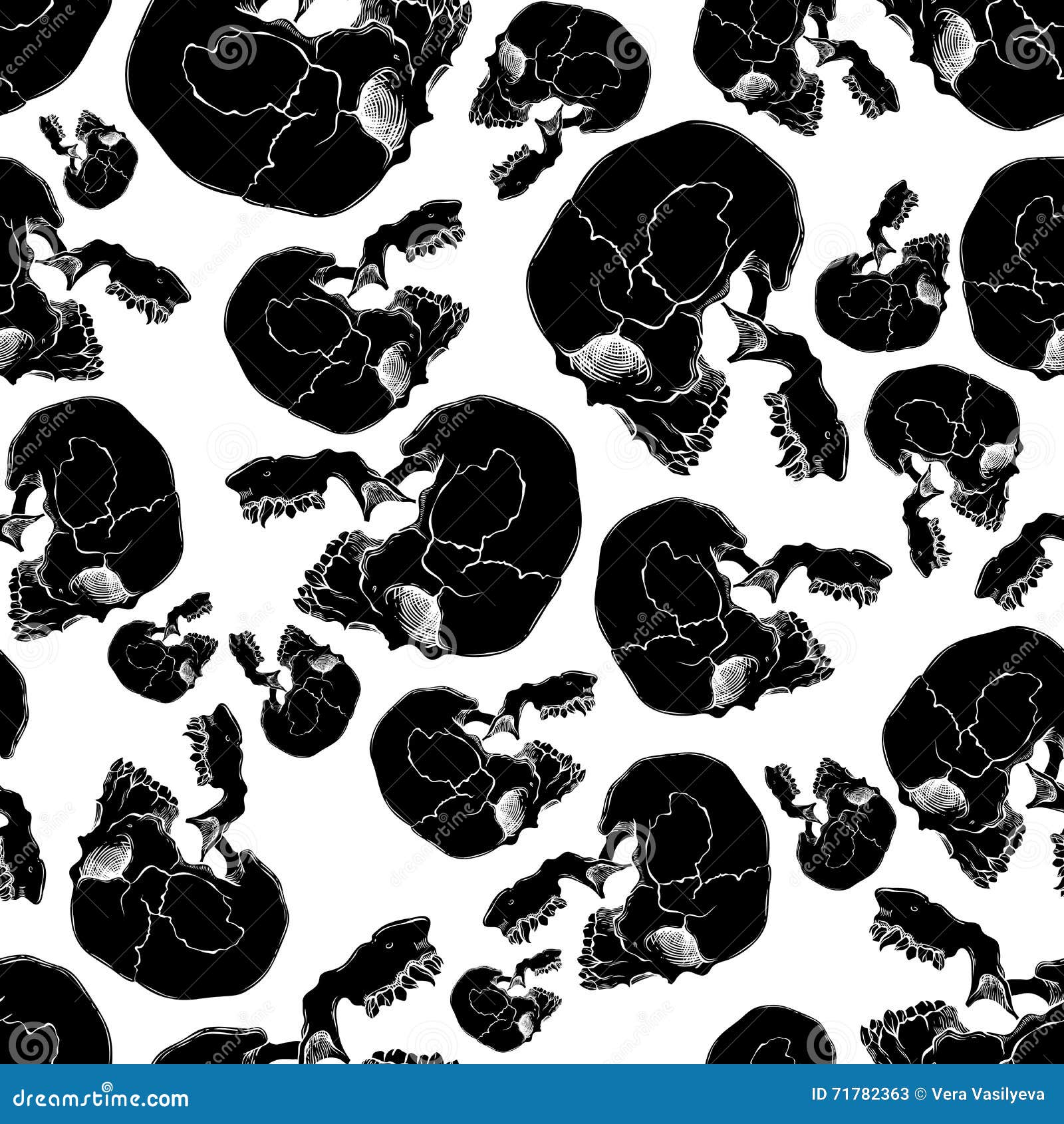 Terrible Frightening Seamless Pattern with Skull Stock Vector ...