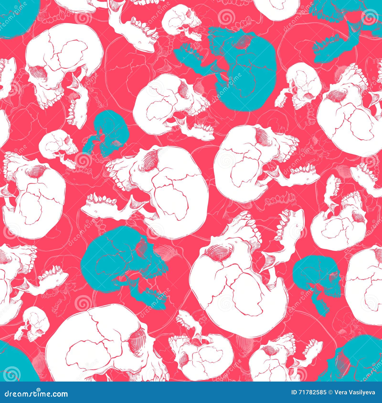 Terrible Frightening Seamless Pattern with Skull Stock Vector ...