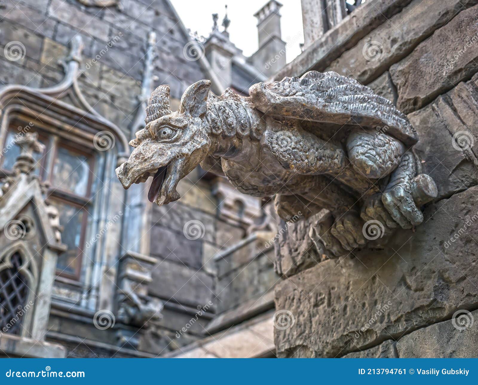 Terrible Gargoyle on the Facade of a Medieval Castle Stock Image ...