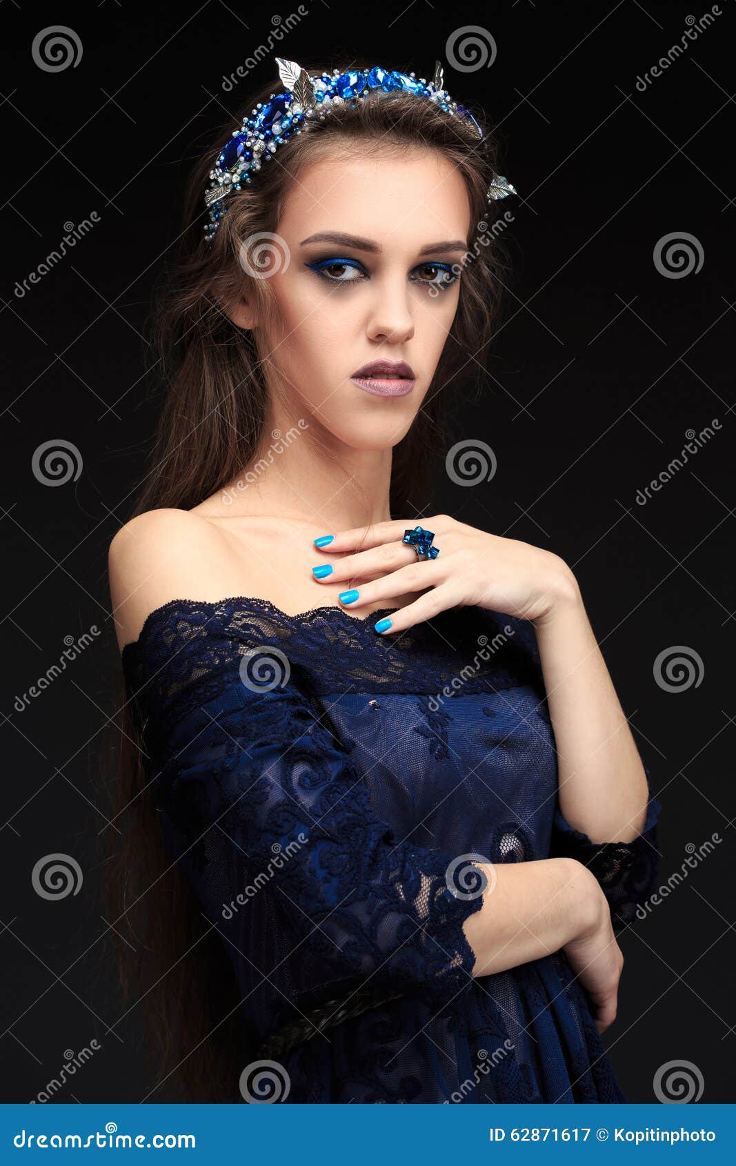 Terrible Girl with a Long Face in the Diadem Stock Image - Image of ...